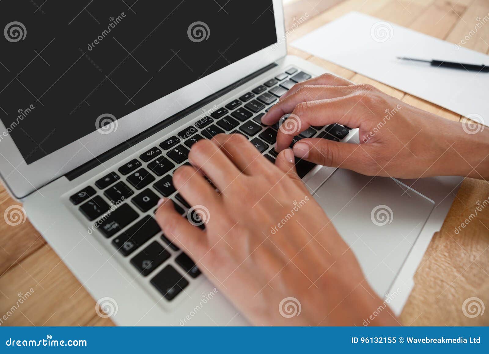 Businesswoman Using Laptop on the Table Stock Image - Image of woman ...