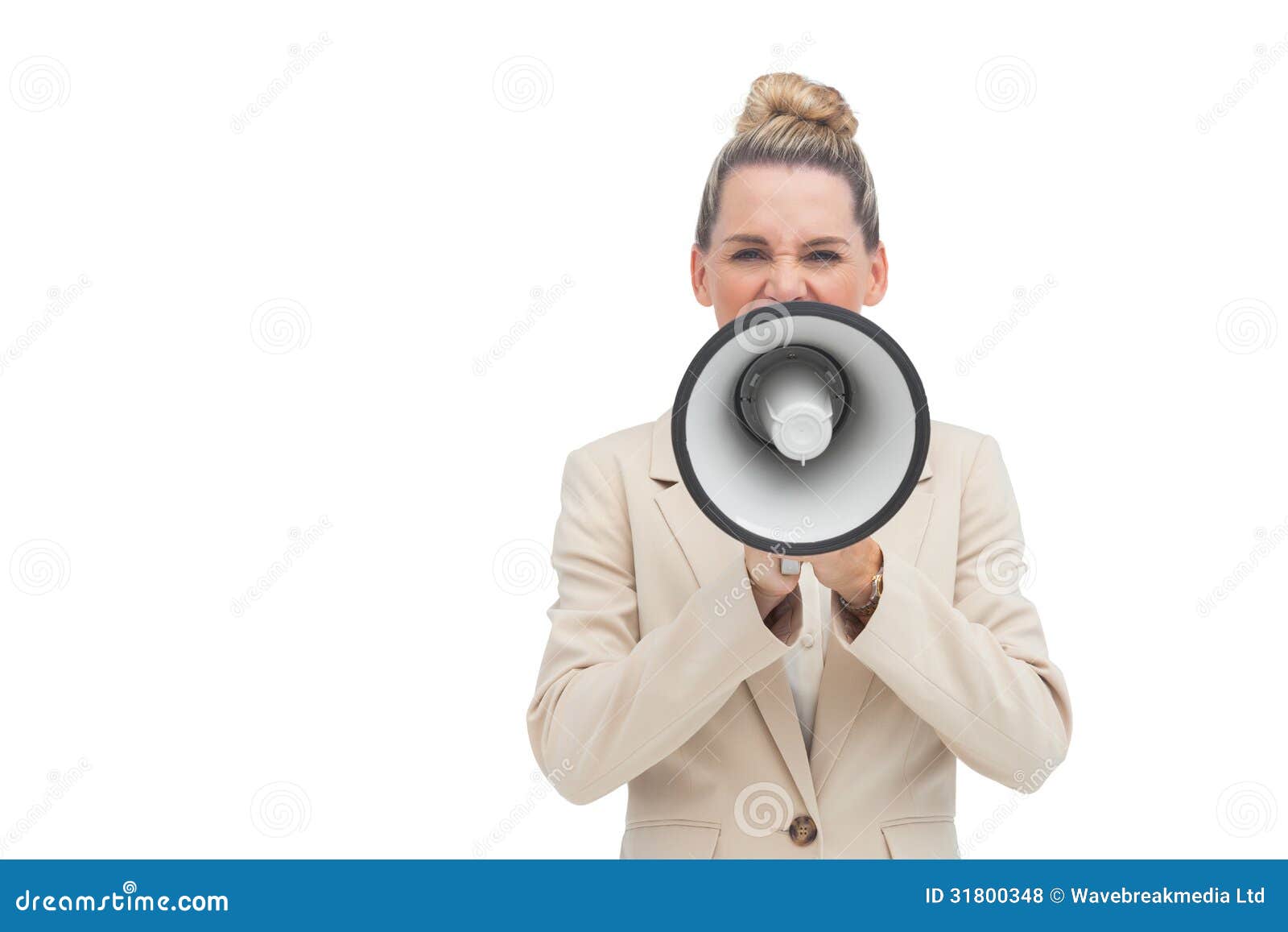 Businesswoman Using Megaphone Stock Photo - Image of fair, attractive ...