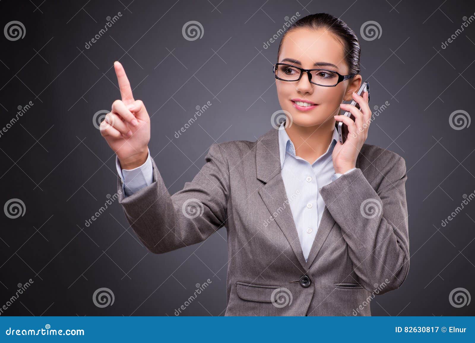 The Businesswoman Using Mobile Phone in Business Concept Stock Image ...