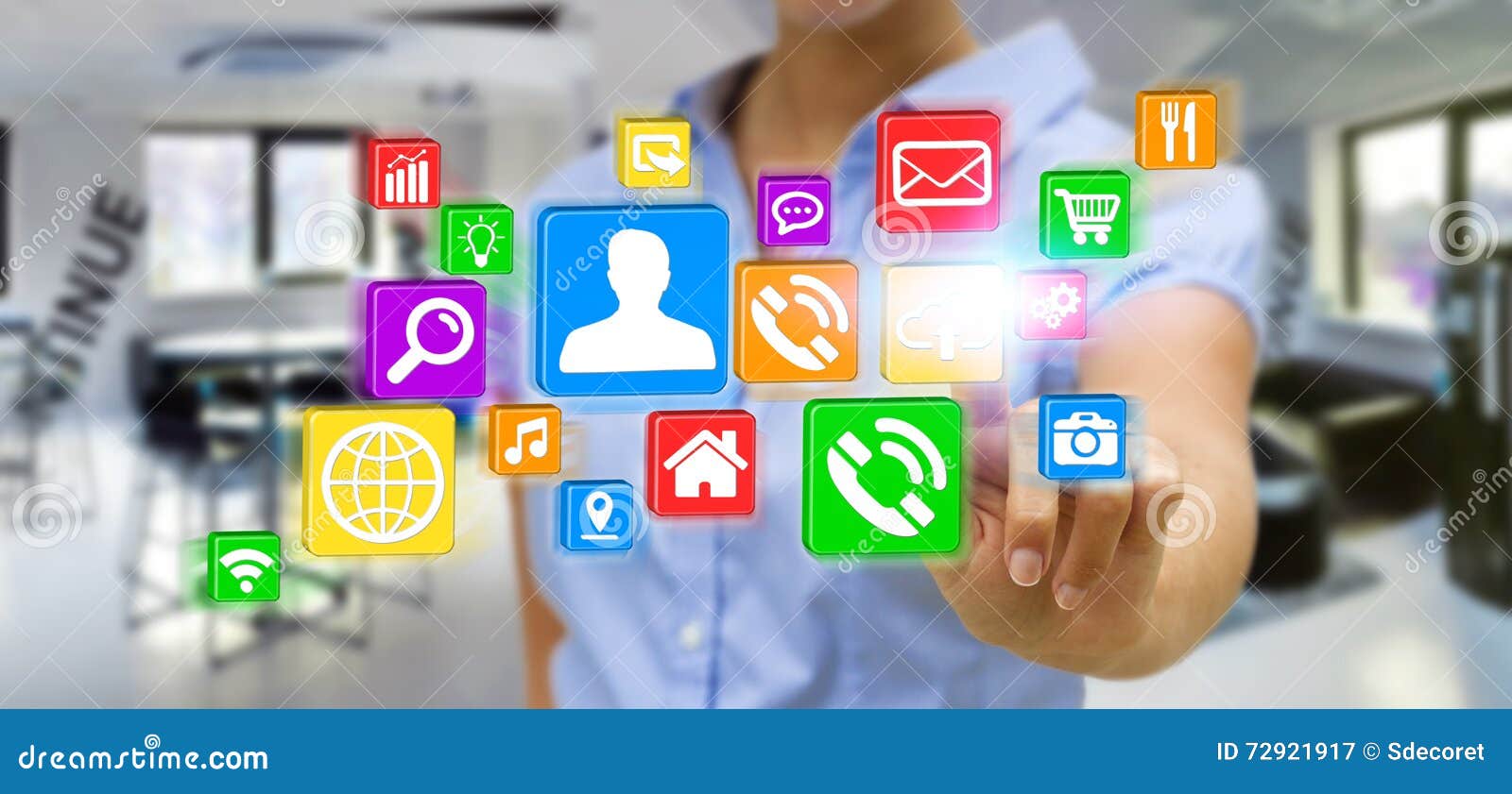 Businesswoman Using Modern Digital Icon Application Stock Illustration ...