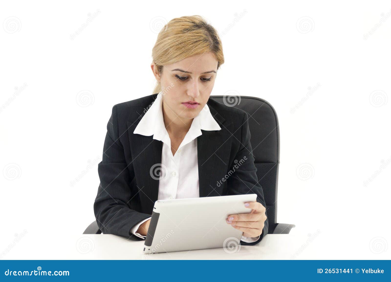 Businesswoman using pad stock image. Image of expertise - 26531441