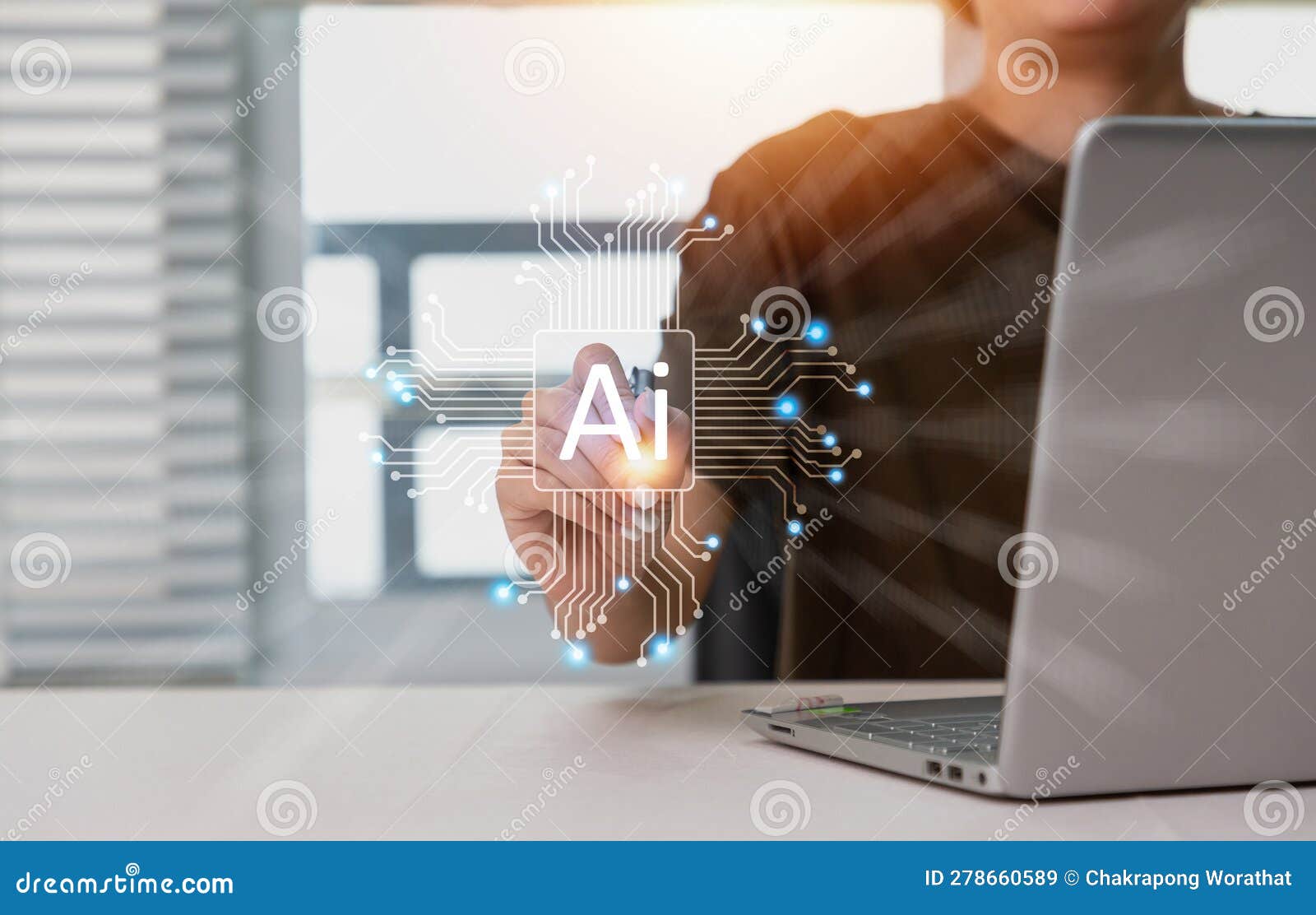 Businesswoman Using Pen Chatbot on Data Intelligence Ai.Chat GPT Chat with AI Artificial ...