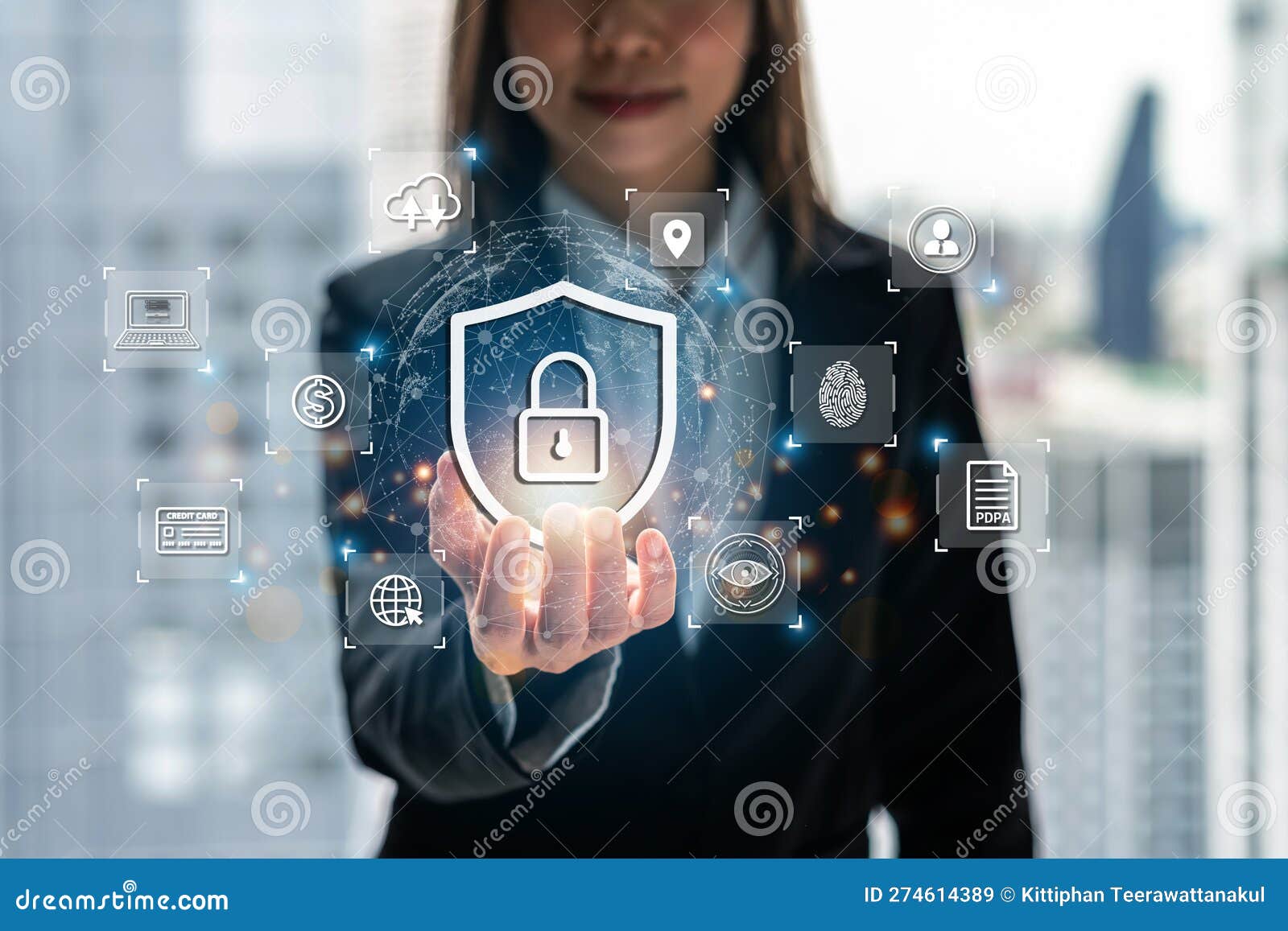 Businesswoman Using Smart Devices with Global Network Connection and ...