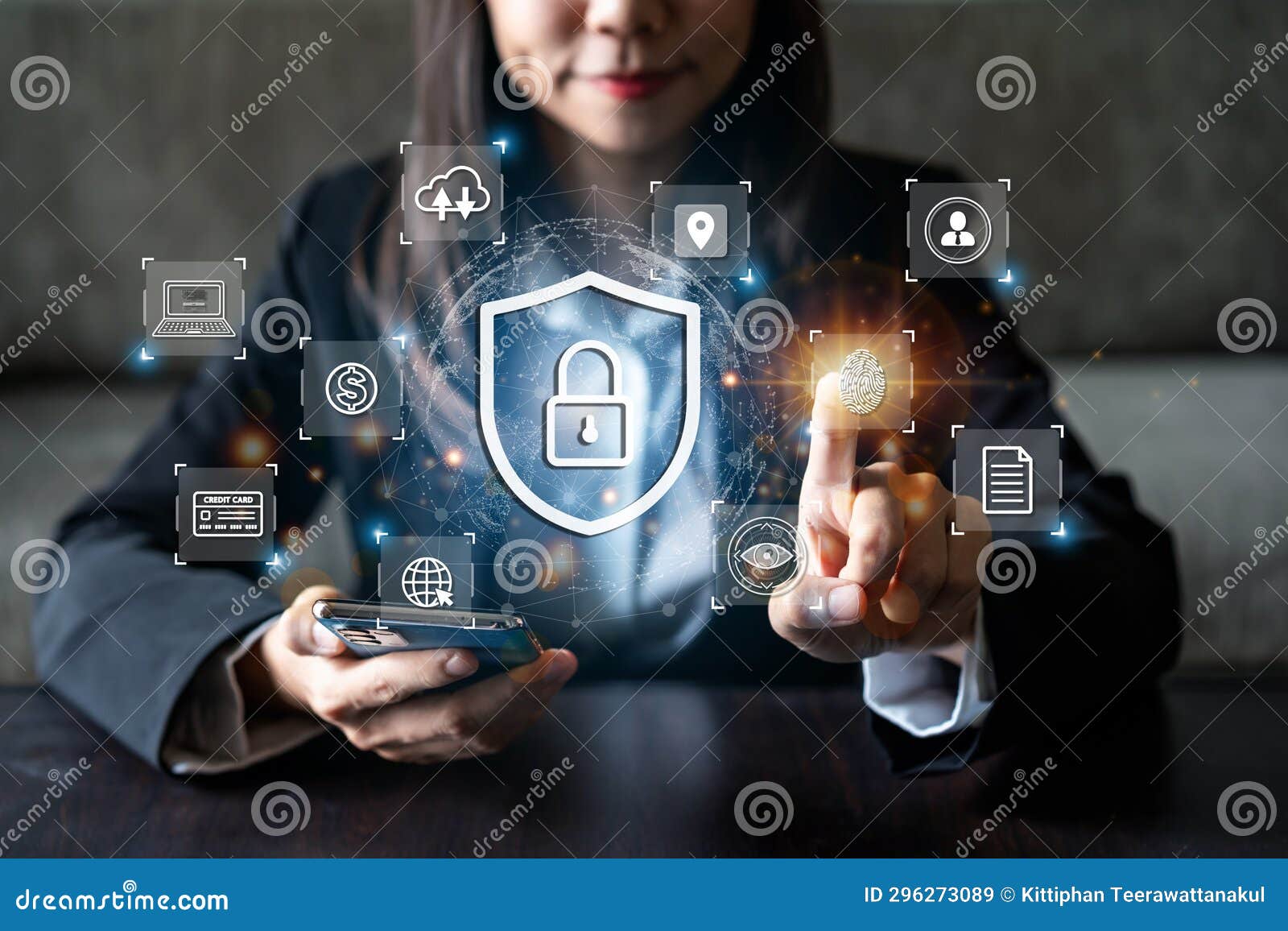 Businesswoman Using Smart Devices with Global Network Connection and ...