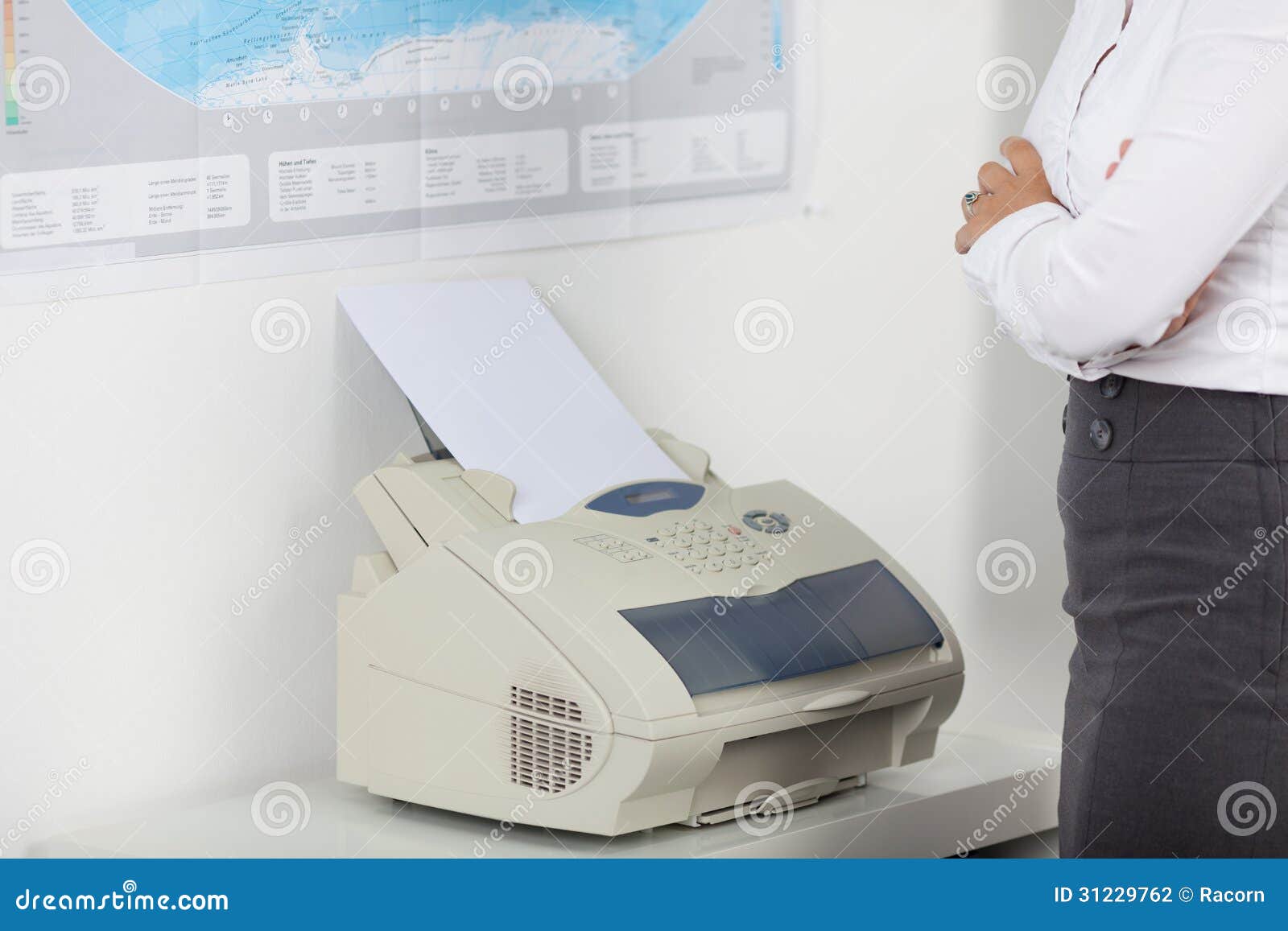 Businesswoman Wait for Fax stock photo. Image of office - 31229762