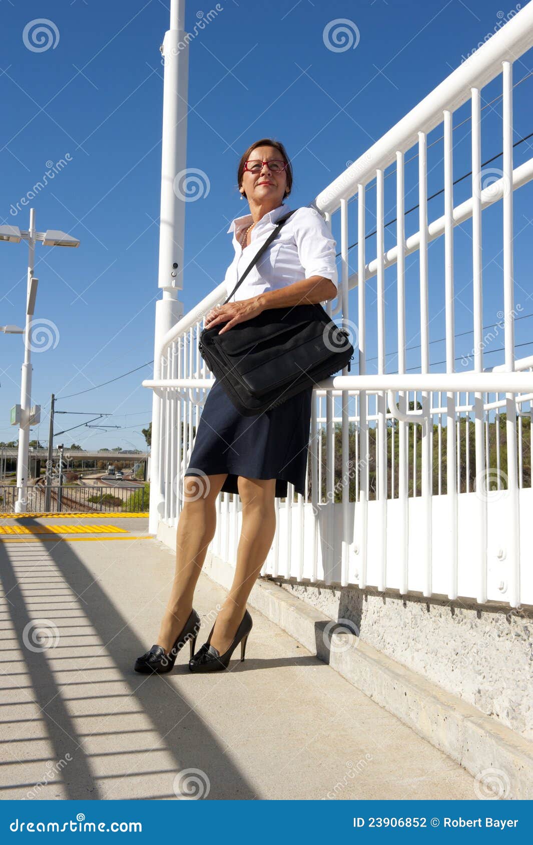 Businesswoman Waiting for Train Stock Photo - Image of beautiful ...