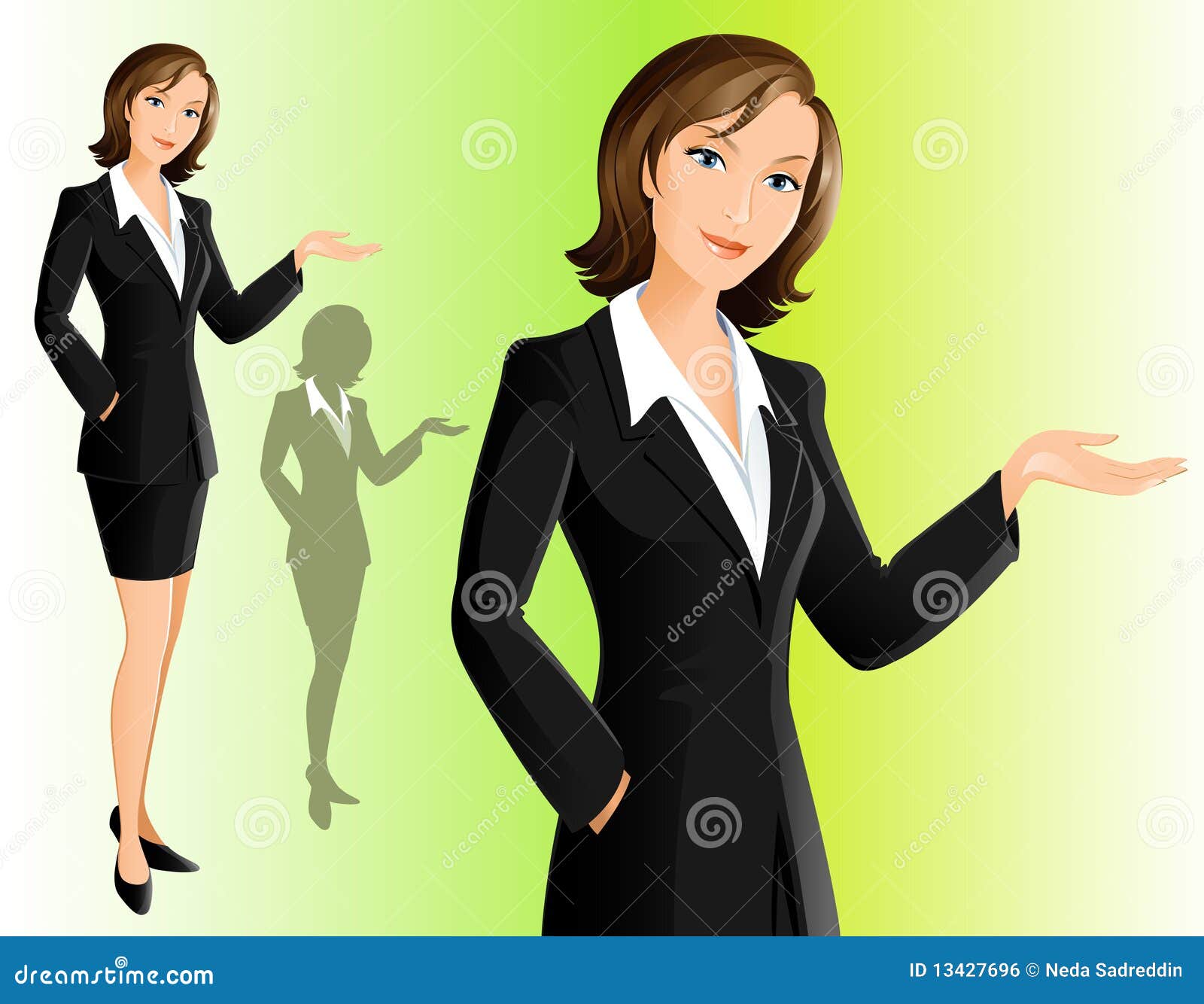 Businesswoman (Welcoming) stock vector. Illustration of young - 13427696