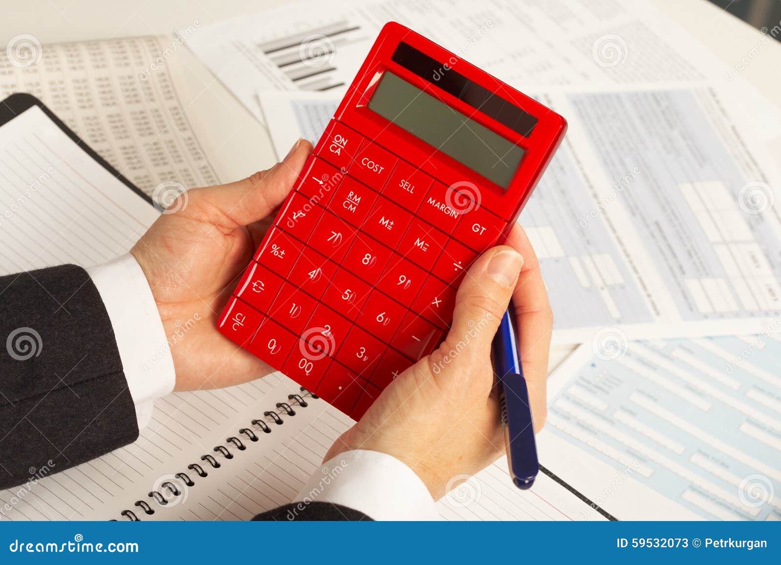 Businesswoman Working with Calculator Stock Image - Image of director ...