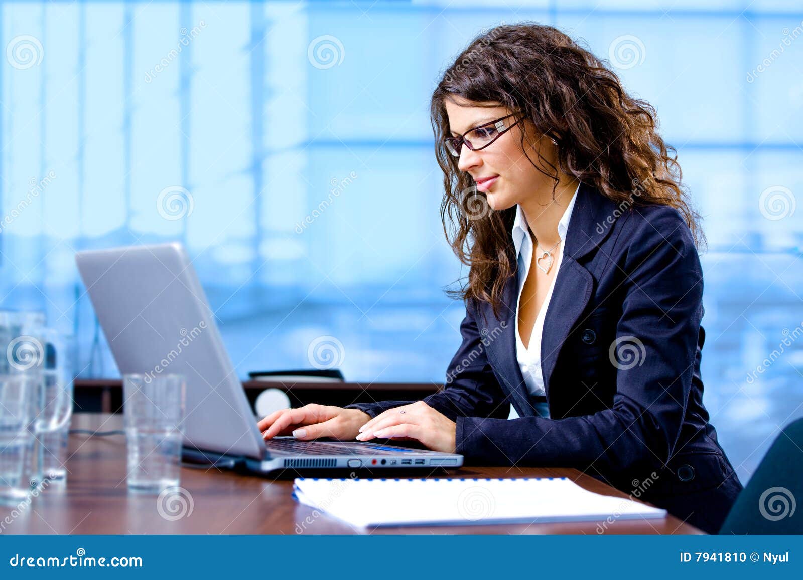 Businesswoman Working on Computer Stock Photo - Image of employee ...