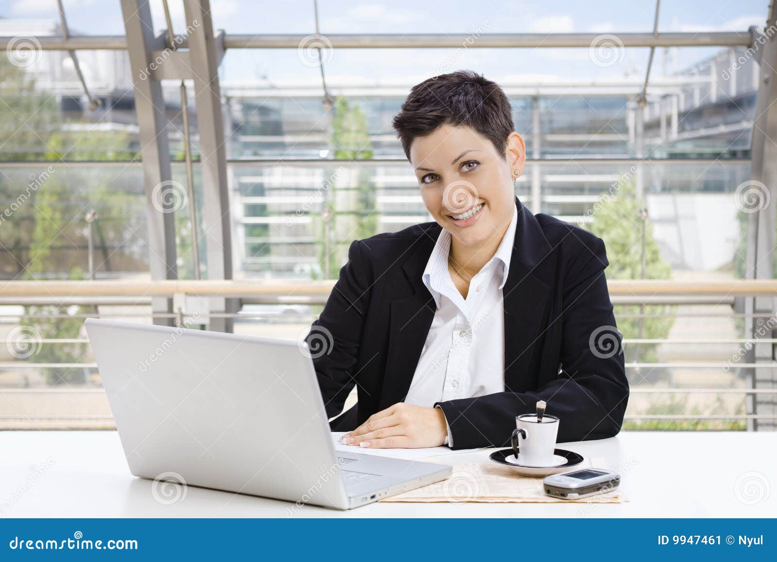 Businesswoman Working on Computer Stock Image - Image of beautiful ...