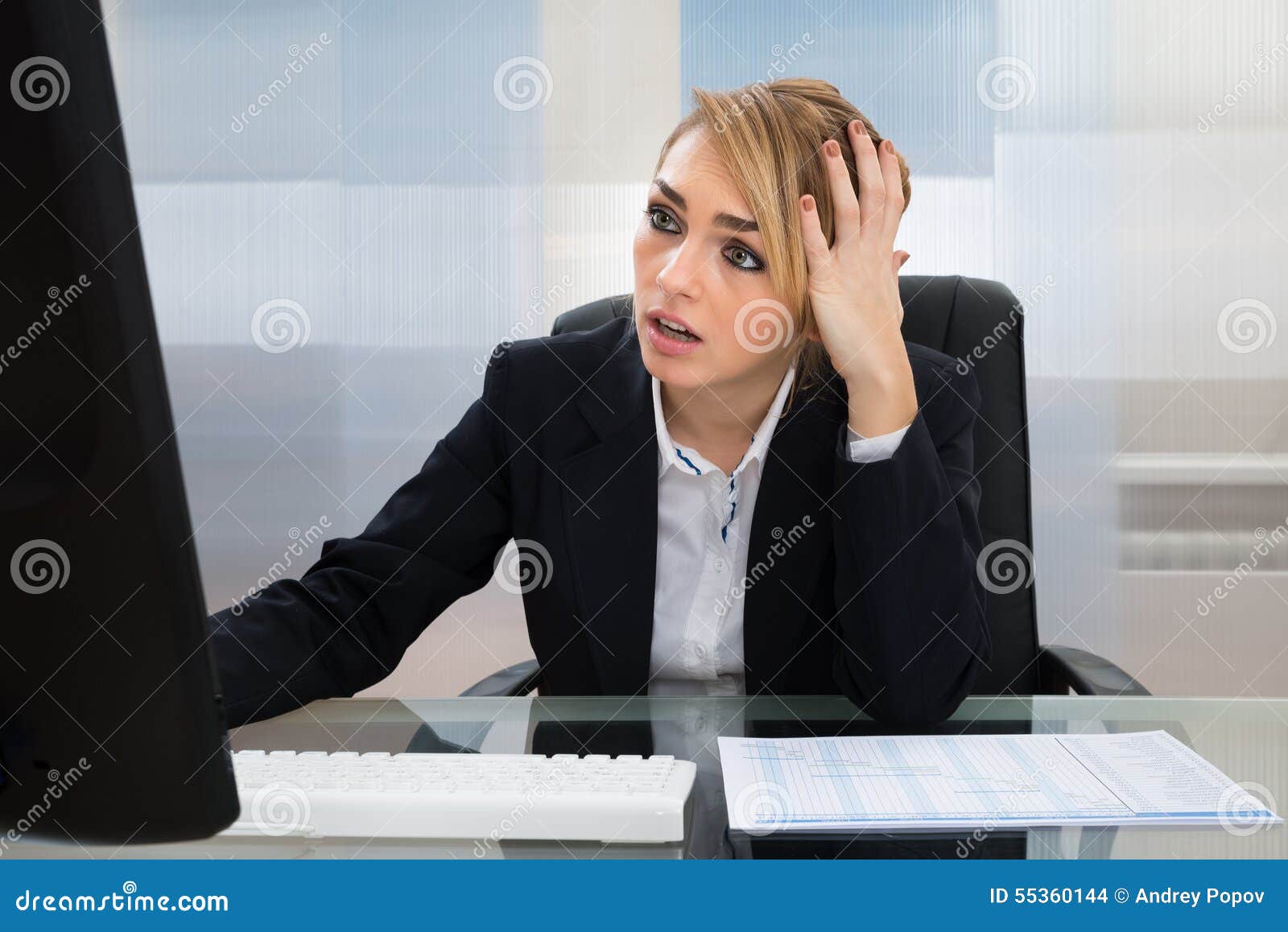 Businesswoman Working on Computer Stock Photo - Image of businessperson ...