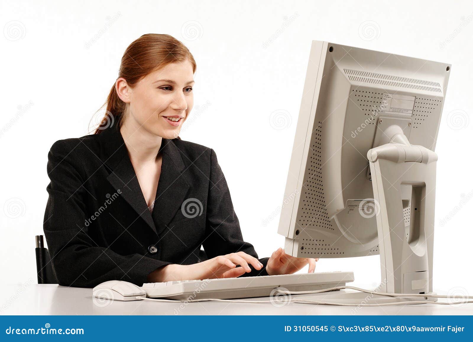 Businesswoman Working with Computer Stock Image - Image of working ...