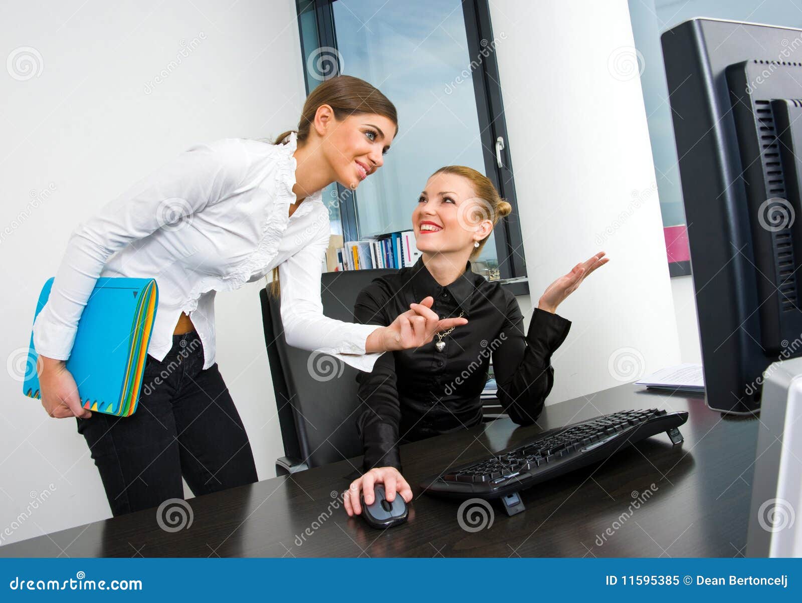 Businesswoman Working at Desk Computer Stock Image - Image of executive ...