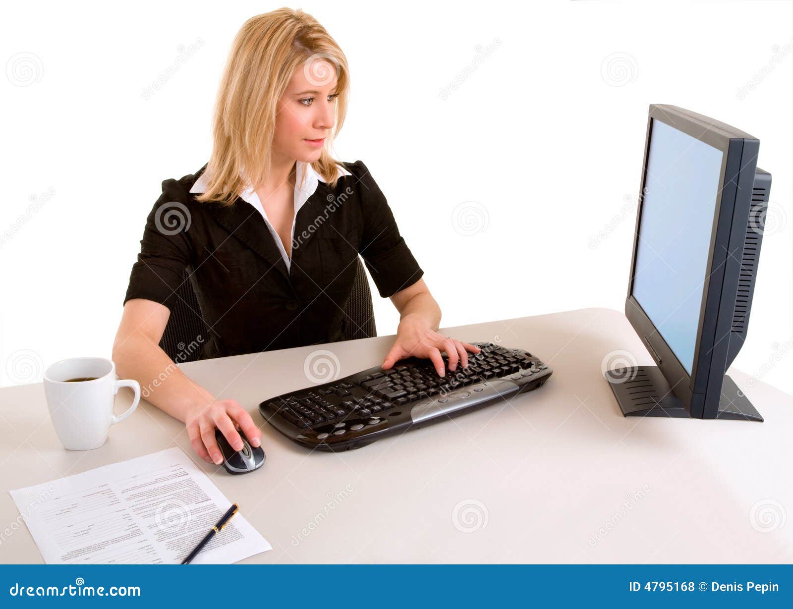 Businesswoman Working on Her Computer Stock Photo - Image of person ...
