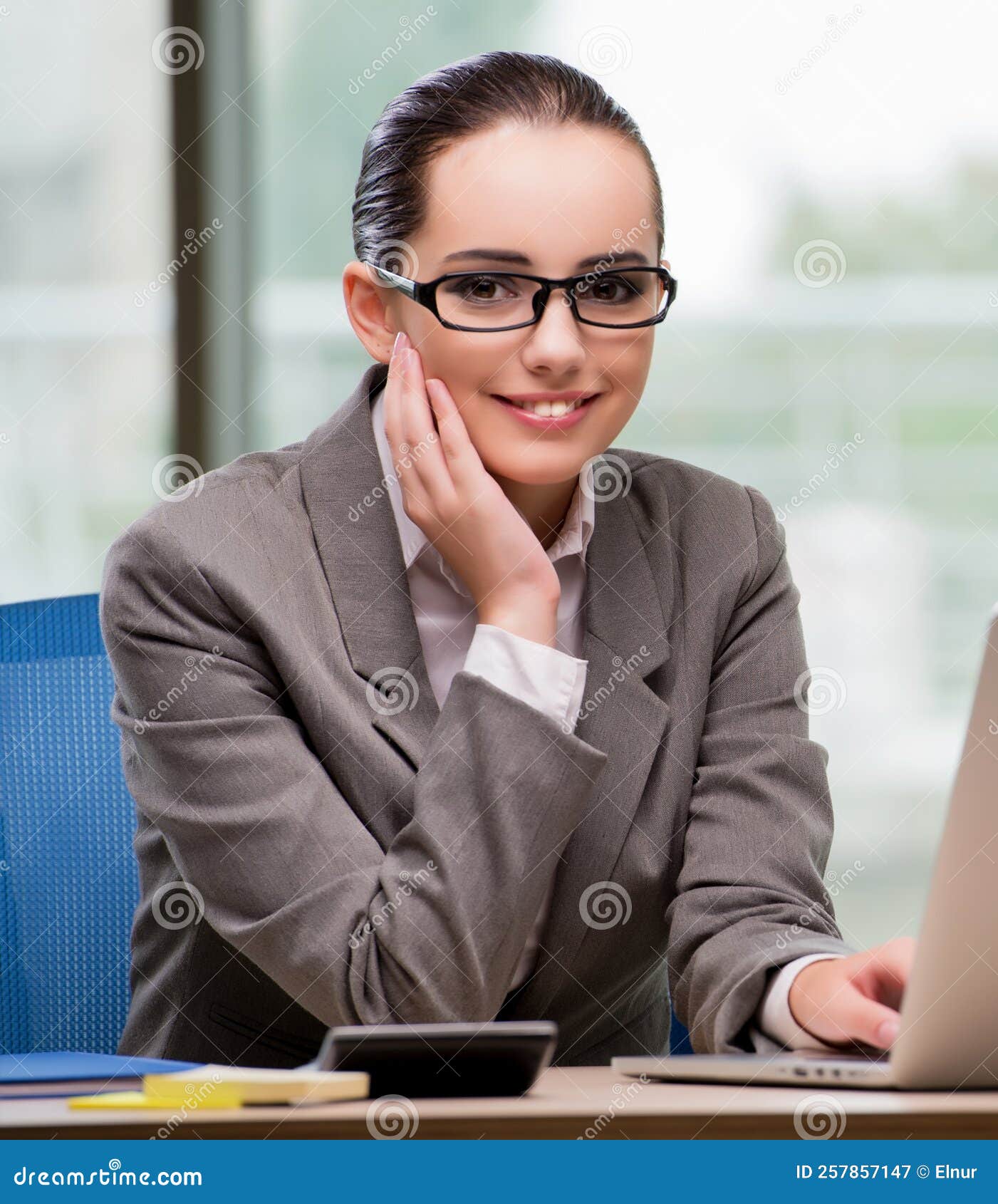 Businesswoman Working at Her Desk Stock Image - Image of corporate ...