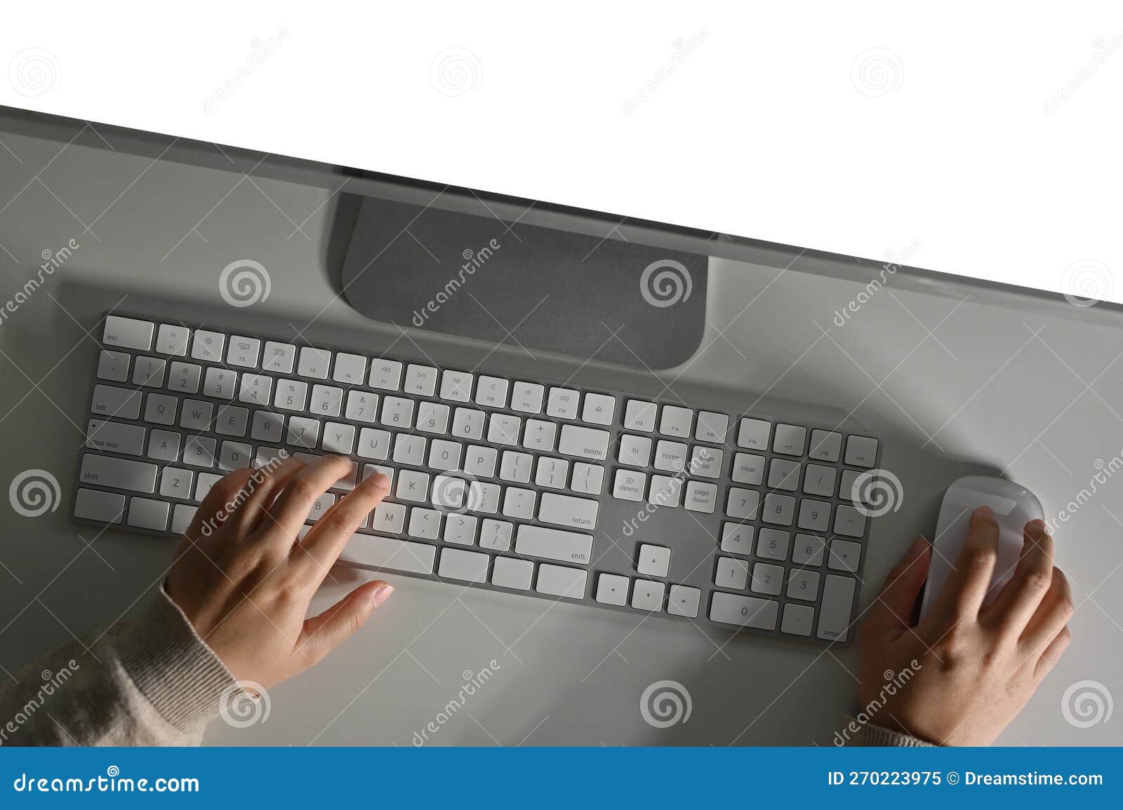 A Businesswoman Working at Her Office Desk, Typing on Keyboard and ...