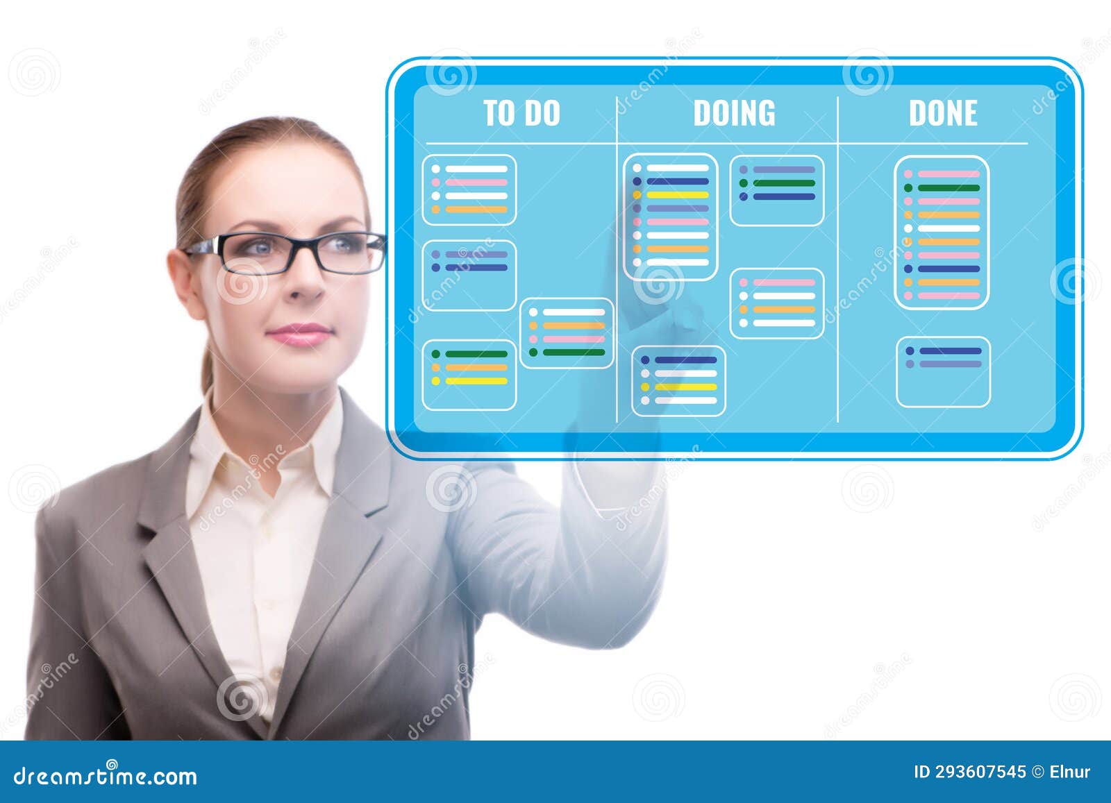 Businesswoman Working on Kanban Board with Tasks Stock Image - Image of ...