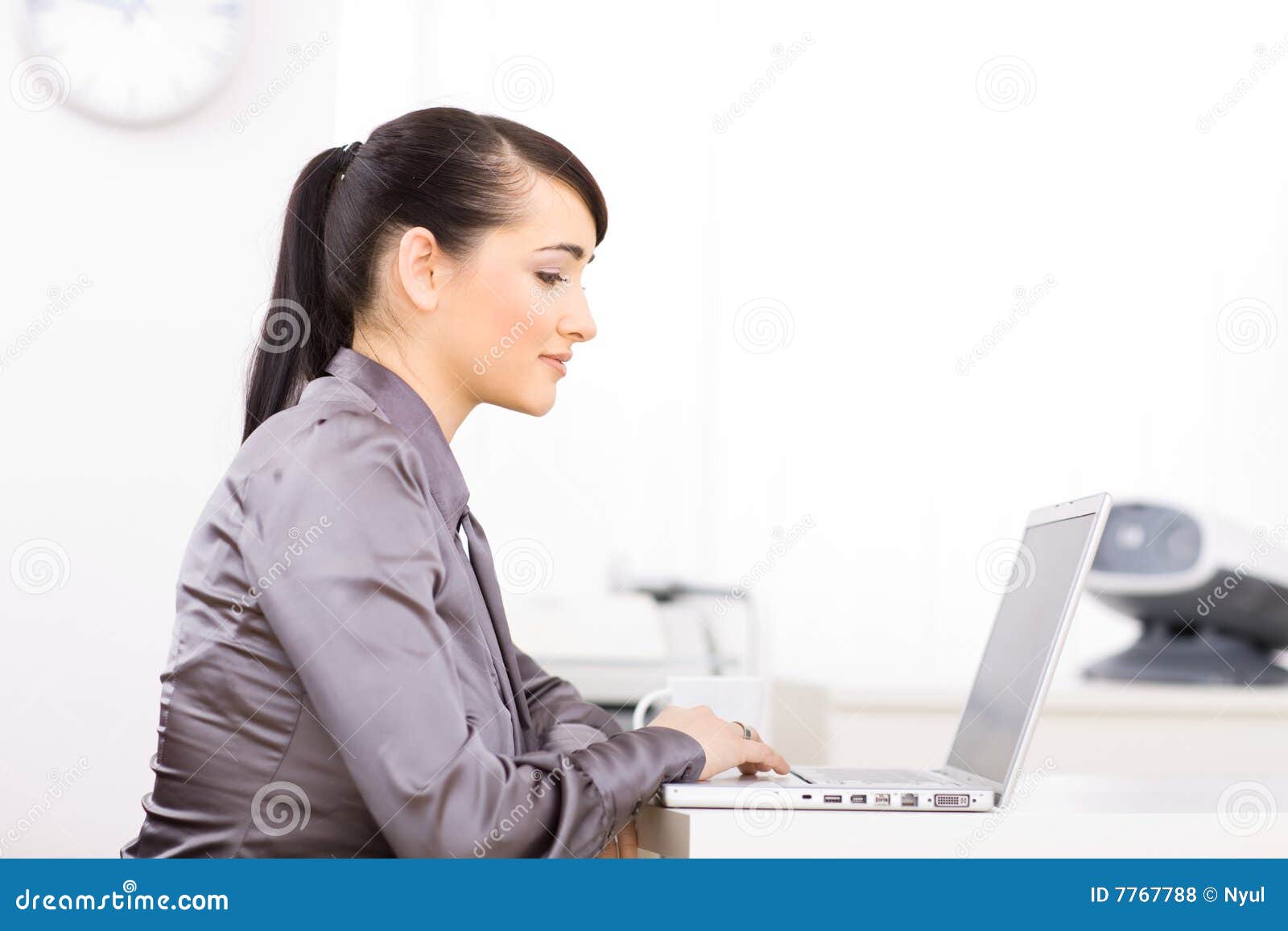 Businesswoman Working on Laptop Stock Photo - Image of concentrating ...