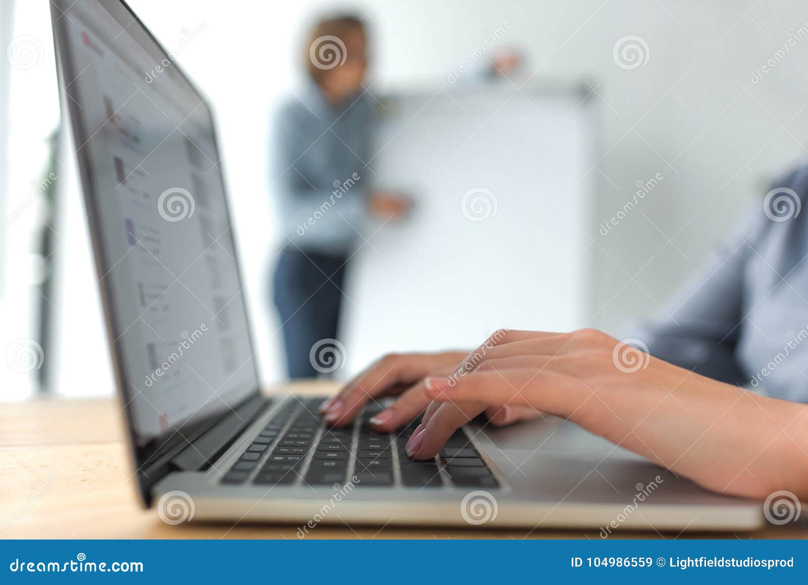 Businesswoman Working at Laptop Stock Image - Image of colleagues ...