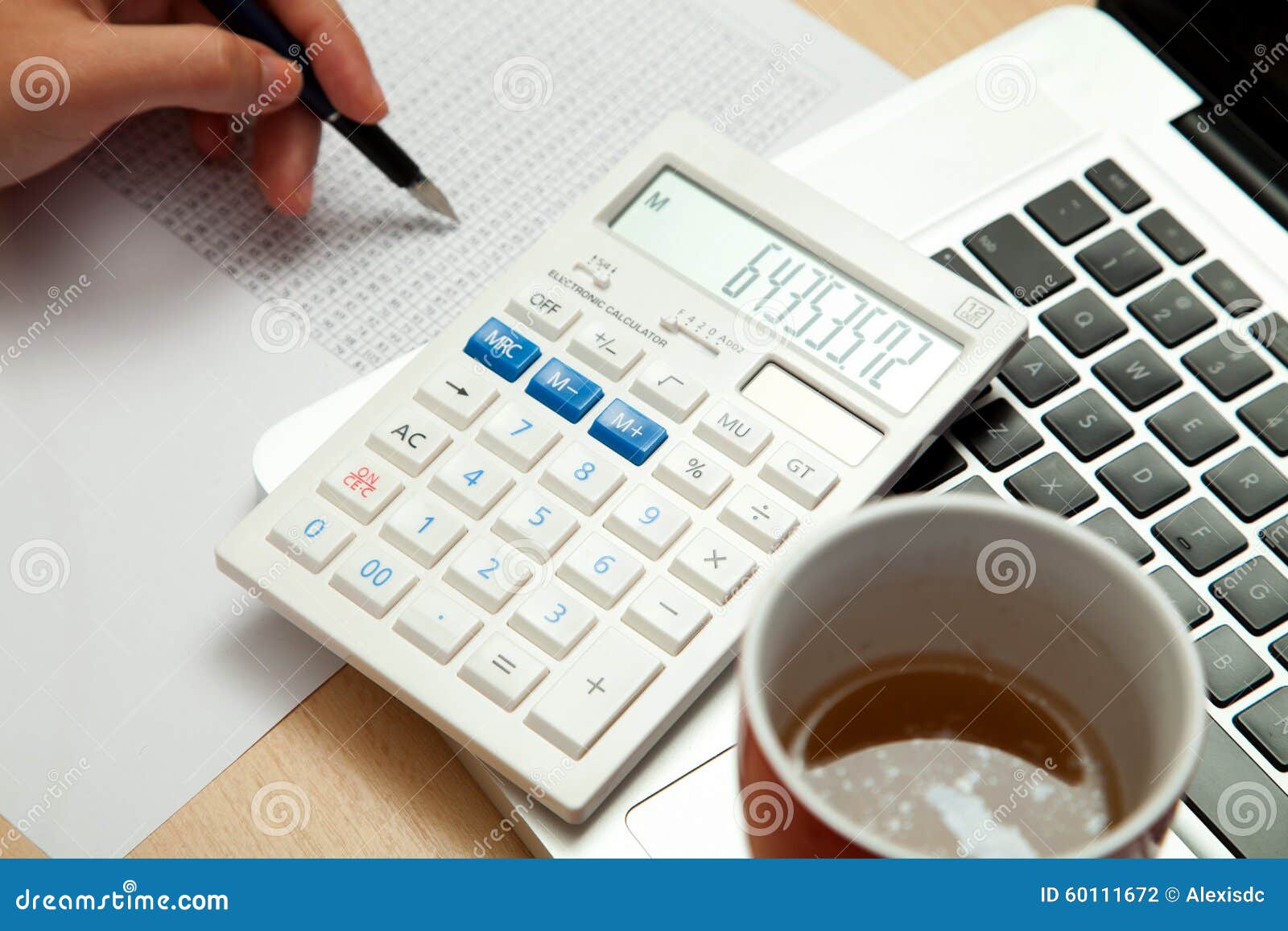Businesswoman Working with Numbers Stock Photo - Image of coffee ...