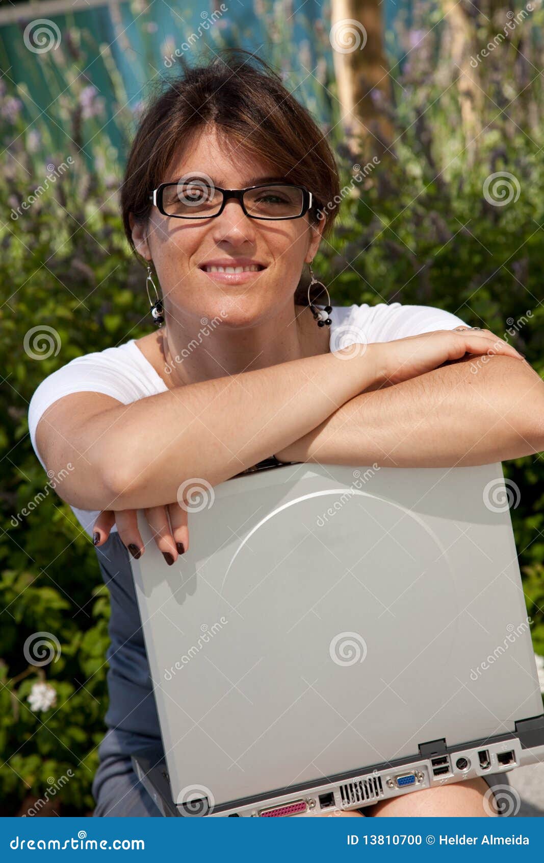 Businesswoman Working Outdoor Stock Photo - Image of sitting, outside ...