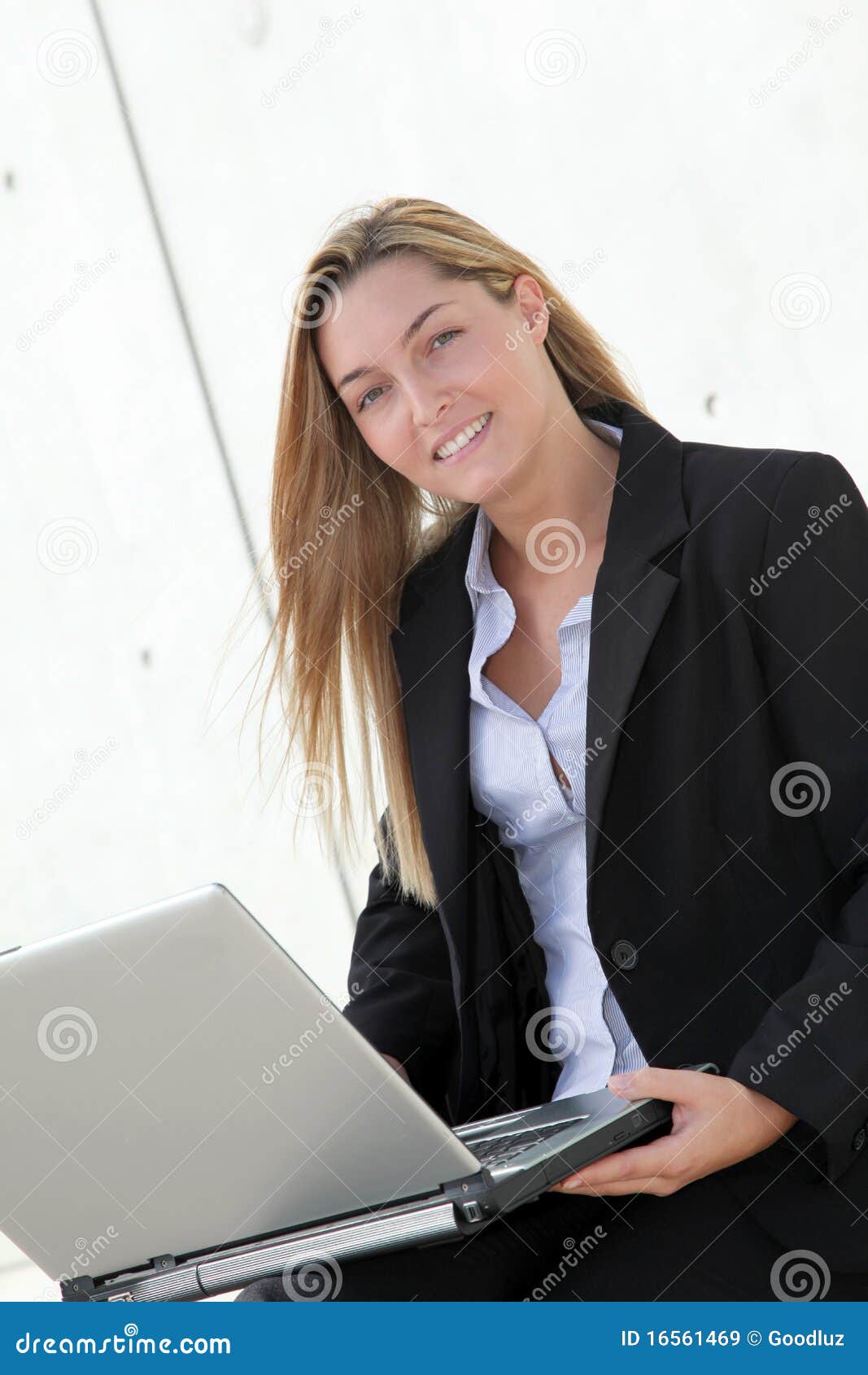 Businesswoman Working Outside the Office Stock Image - Image of grey ...