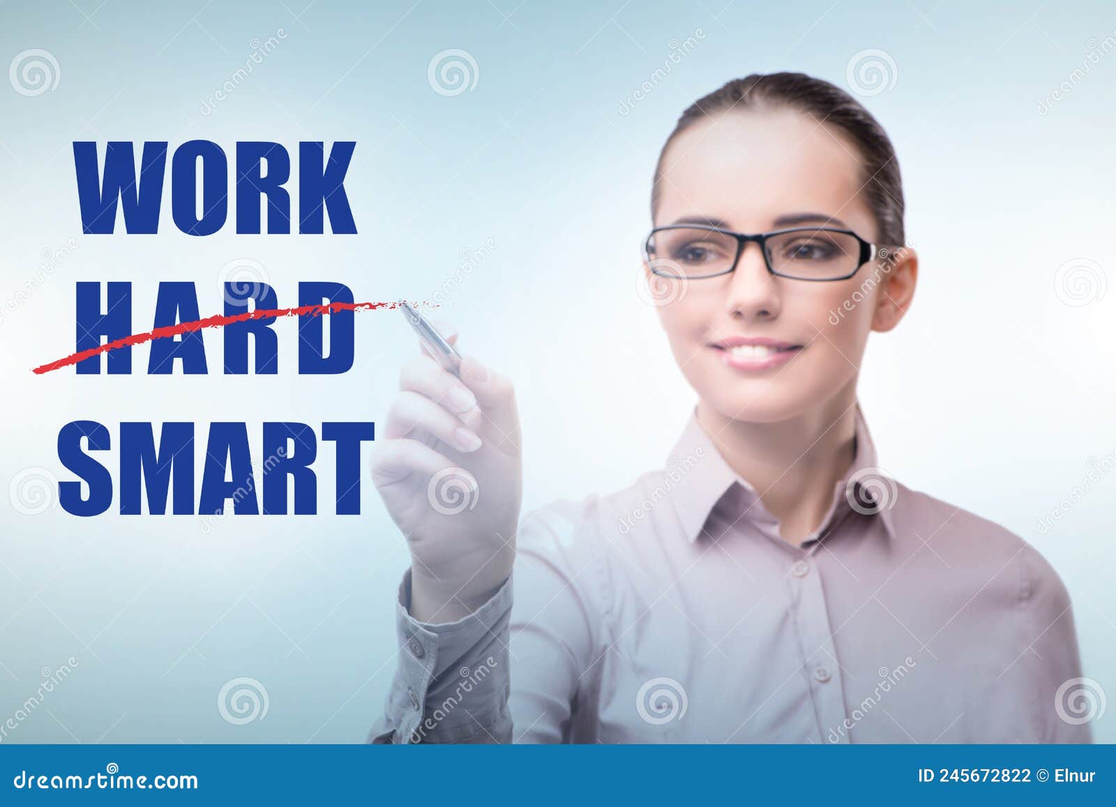 Businesswoman in Working Smart Not Hard Concept Stock Photo - Image of ...