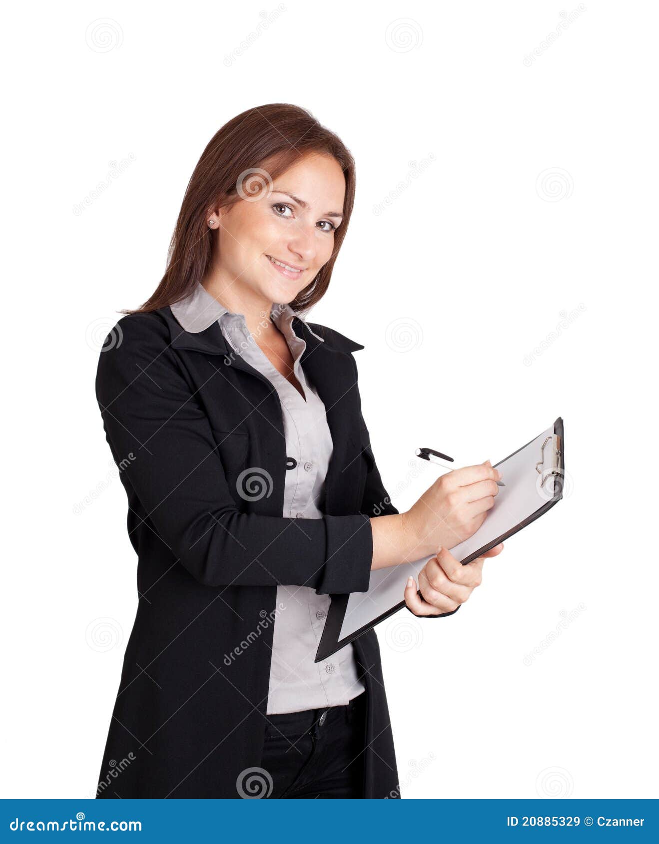 Businesswoman writing stock image. Image of female, business - 20885329