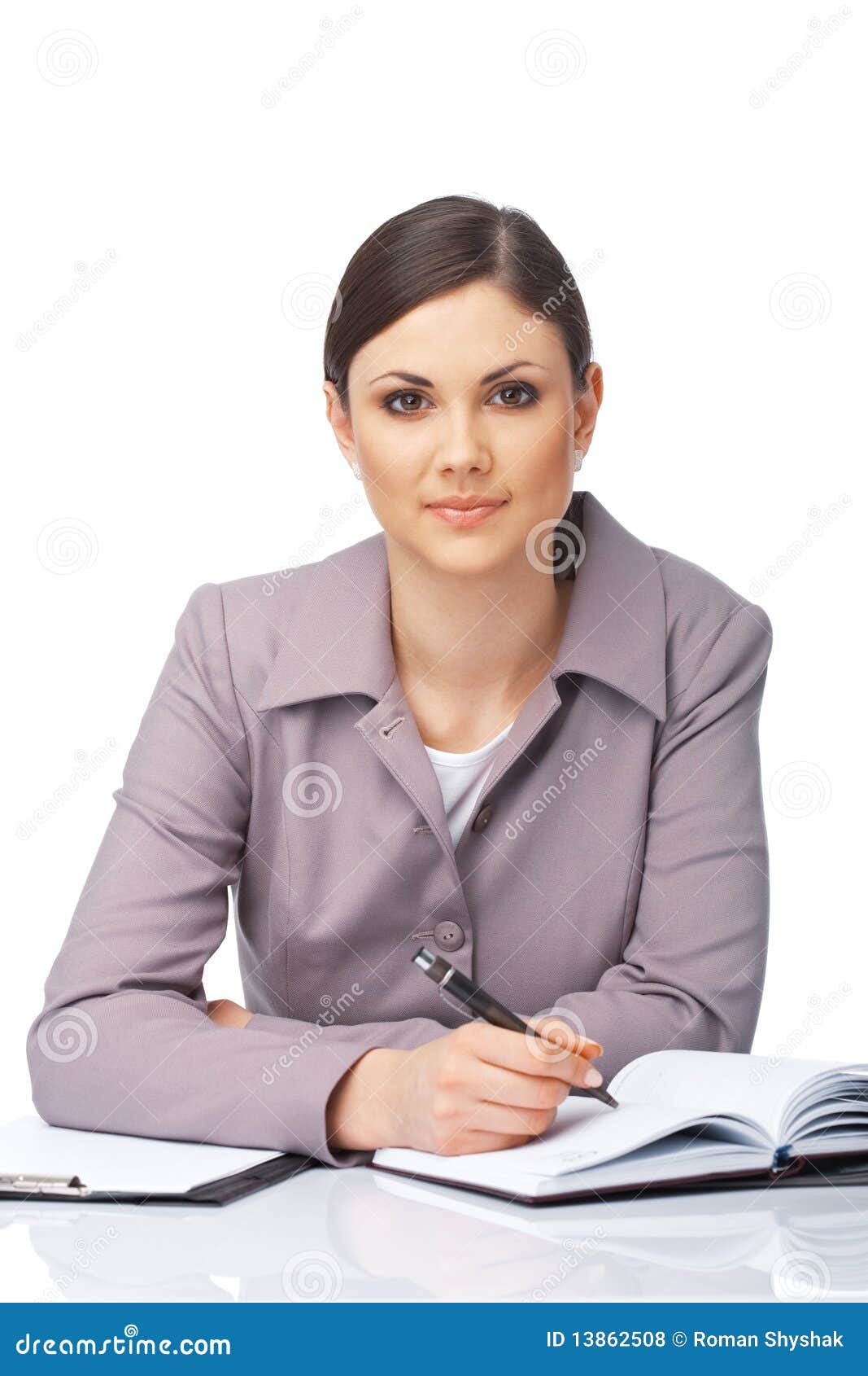 Businesswoman Writing in Her Diary. Stock Photo - Image of looking ...