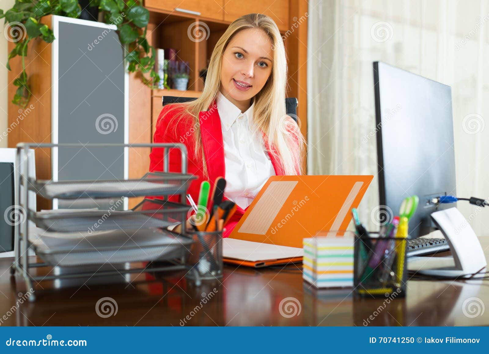 Businesswoman Writing on Her Workplace Stock Photo - Image of business ...