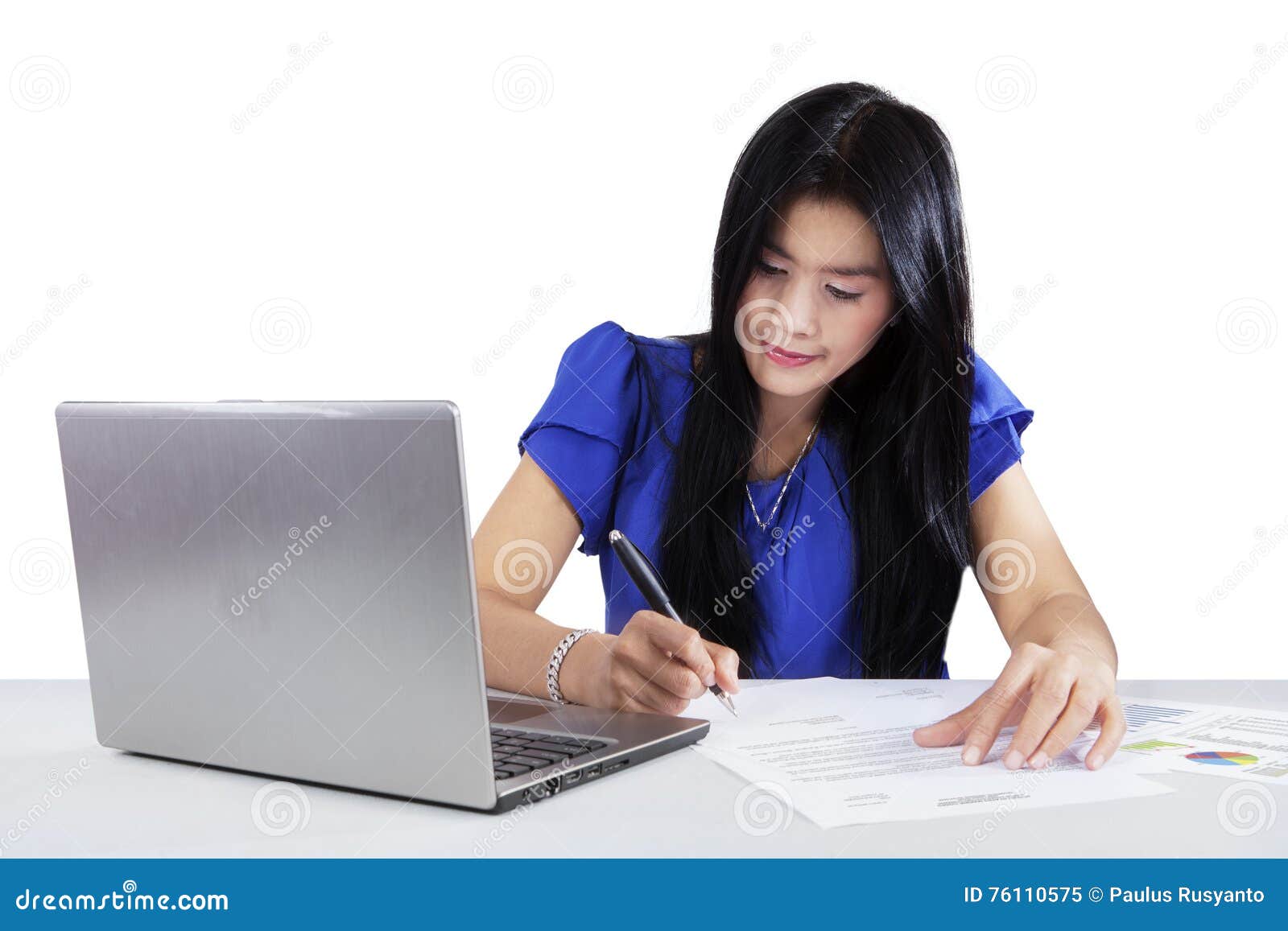 Businesswoman Writing on Paperwork Stock Image - Image of business ...