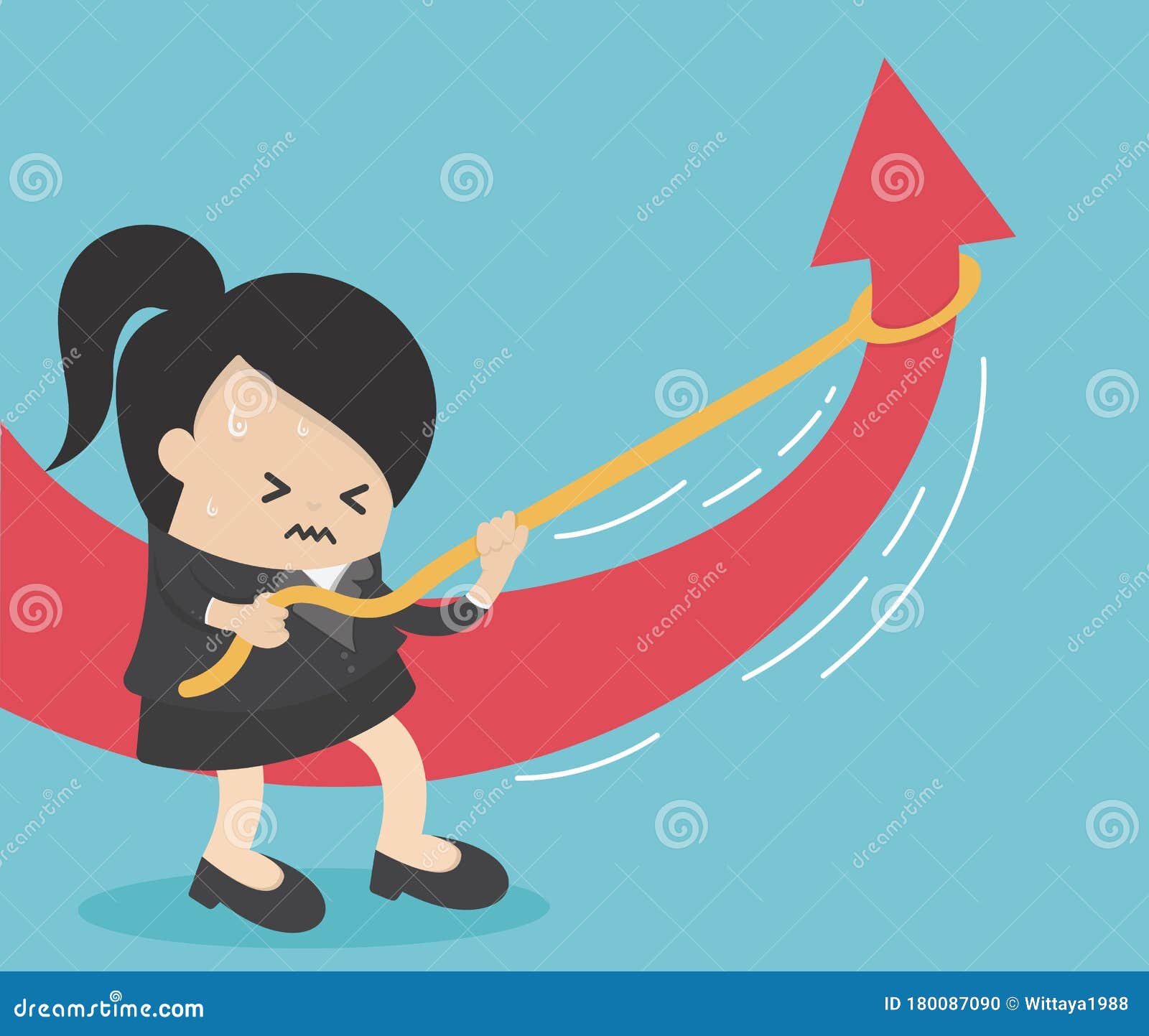 Businesswomen Changing The Direction Of The Stock Chart Vector ...