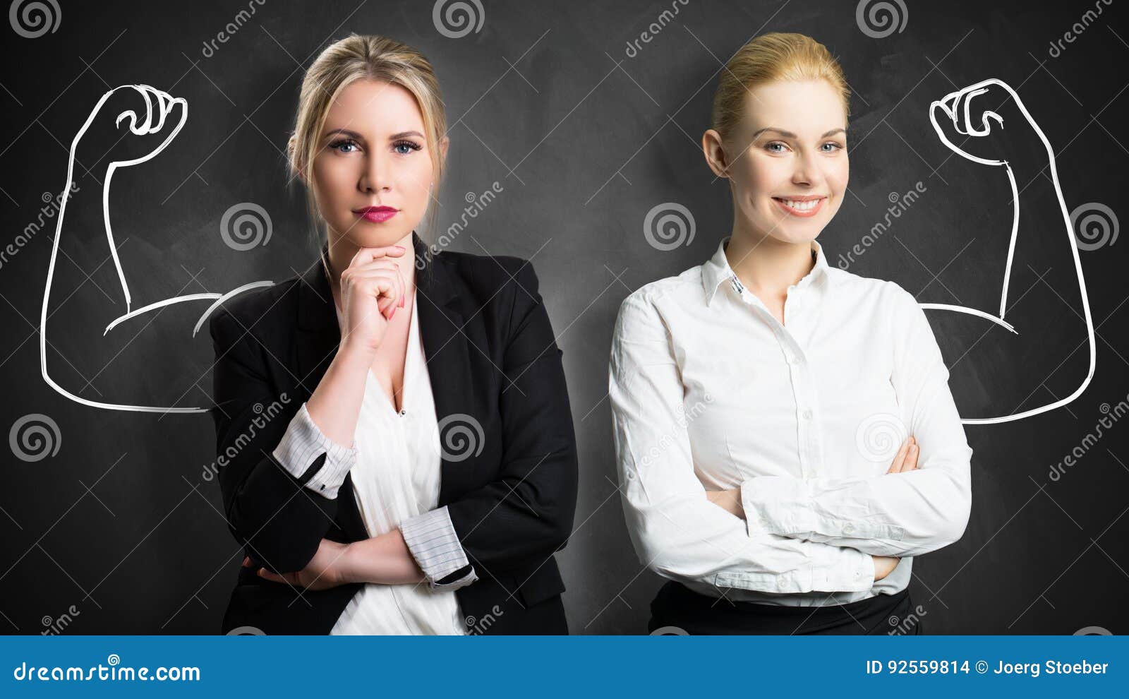 Businesswomen with Drawing Symbolizing Power and Teamwork Stock Photo ...