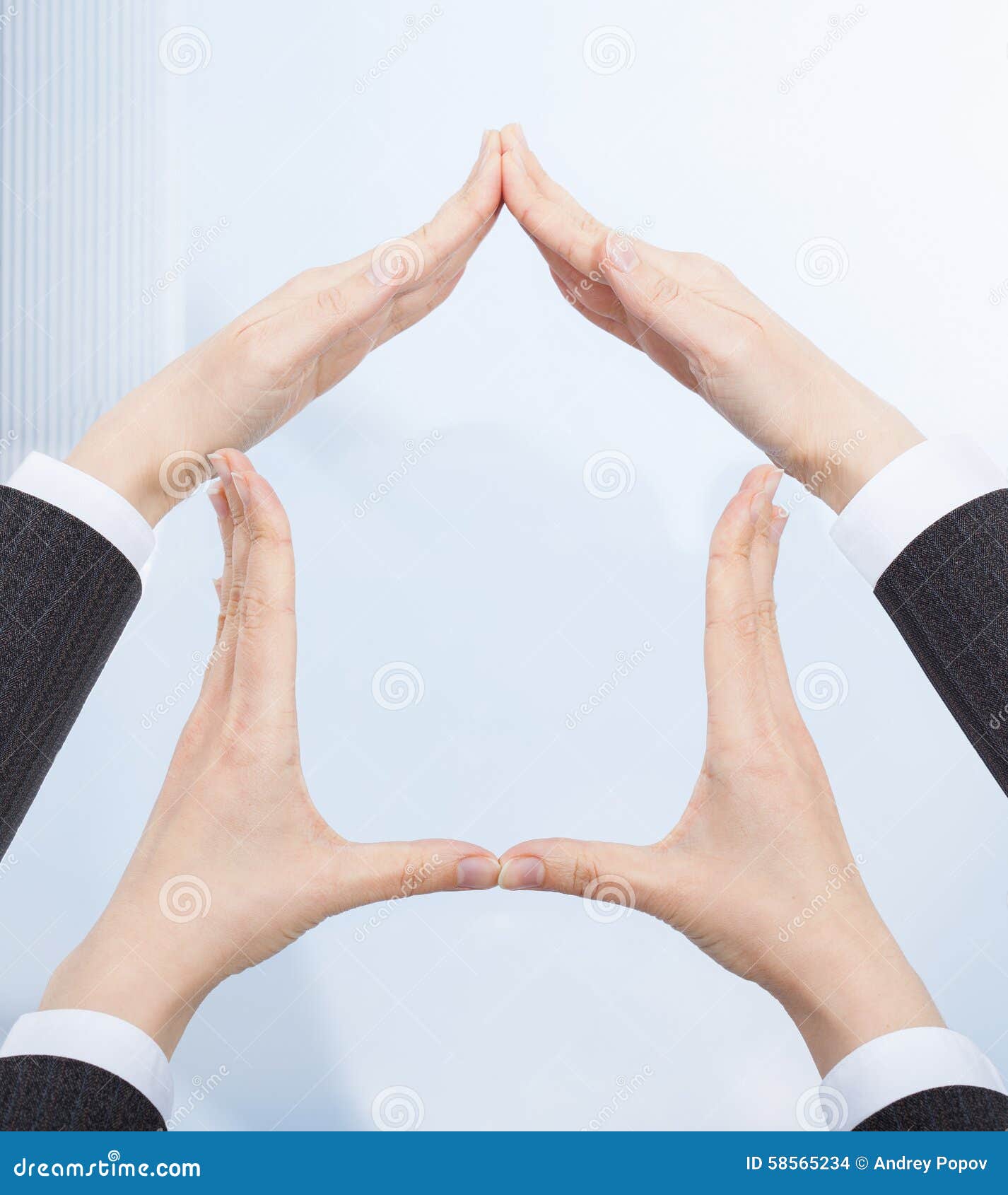 Businesswomen S Hands Forming House Structure Stock Photo - Image of ...