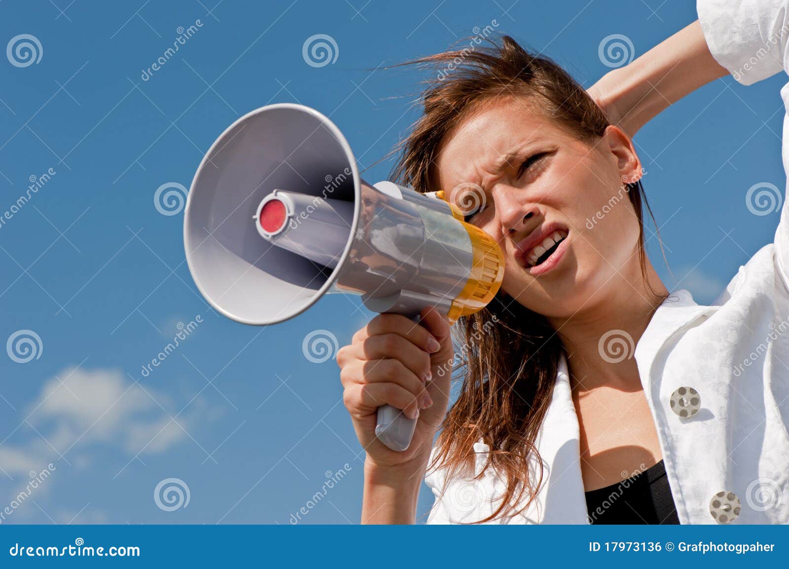 Businesswomen shouts stock photo. Image of news, person - 17973136