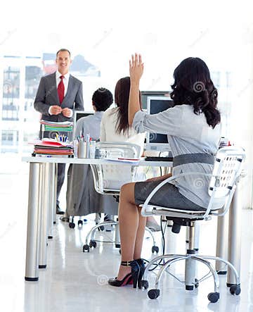Busineswoman Asking a Question Stock Photo - Image of businessman ...