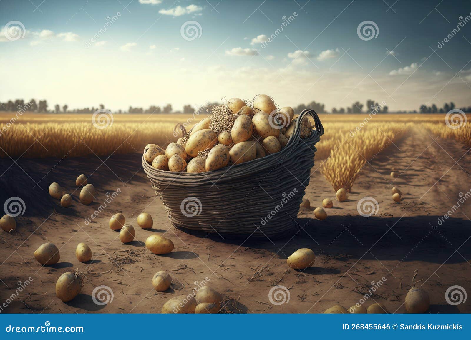 In The Busket A Fresh Potato. Generative AI Royalty-Free Stock ...