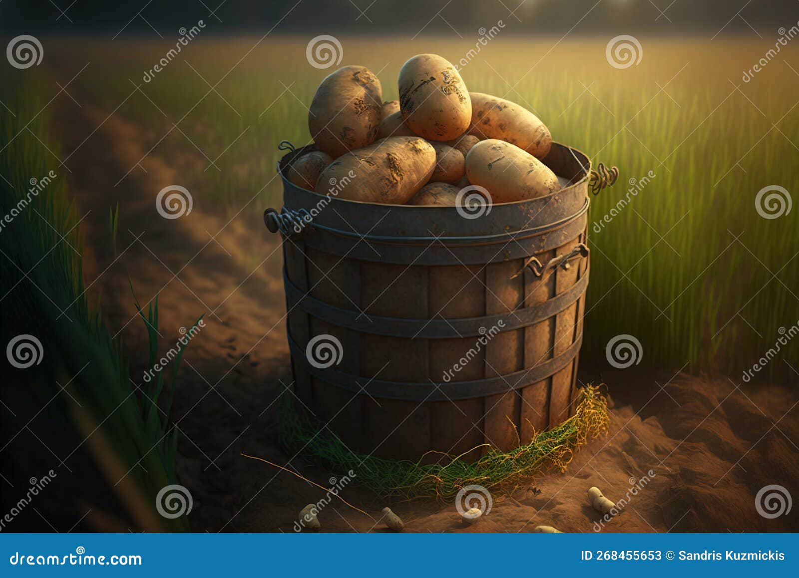In the Busket a Fresh Potato. Generative AI Stock Illustration ...
