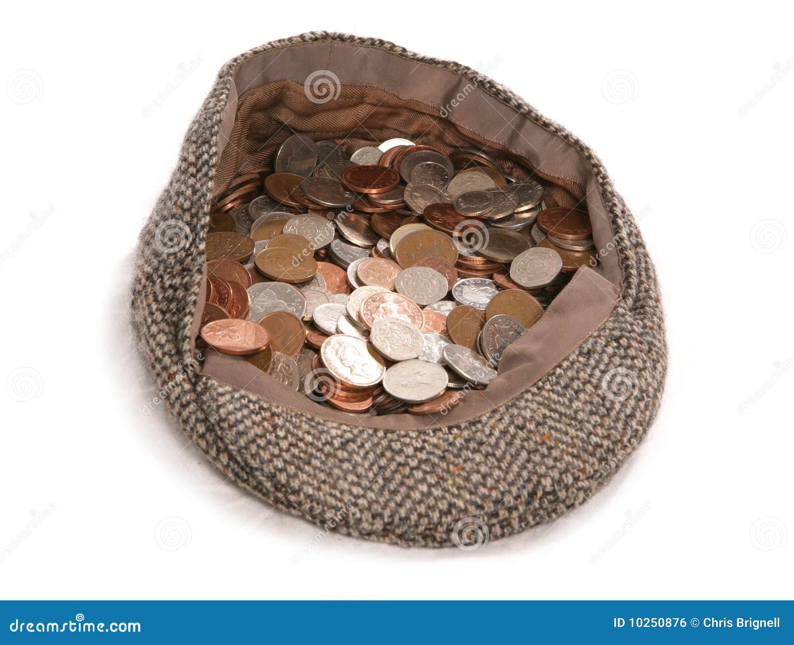 Busking Flat Cap with British Coins Stock Photo - Image of homeless ...