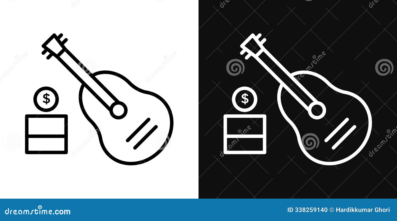 Busking Vector Icon Set in Black Filled and Outlined Style Stock Vector - Illustration of sign ...