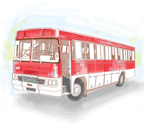 Buss tecknad hand vektor illustrationer. Illustration av medel - 19752063