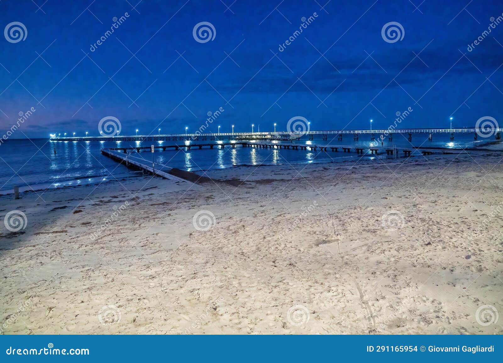 Busselton Jetty at Night, Western Australia Stock Photo - Image of ...