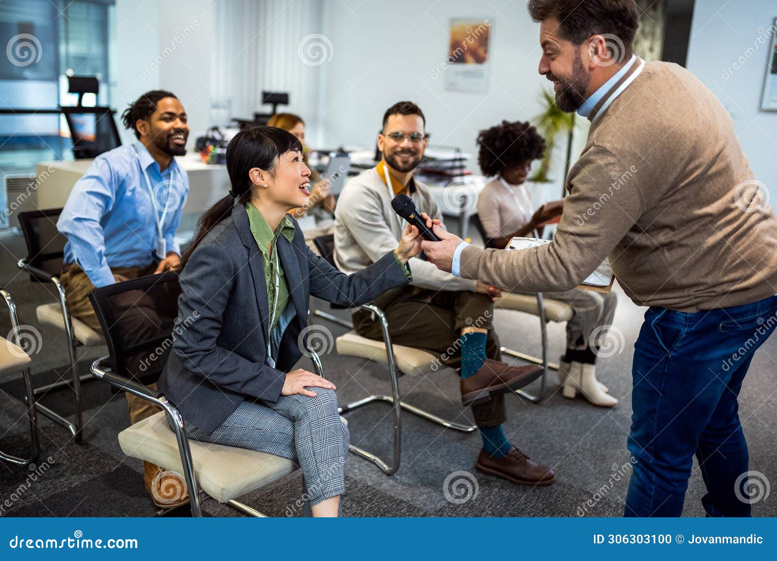 Bussines Man Lecturing His Multiethnic Colleagues. Stock Photo - Image ...