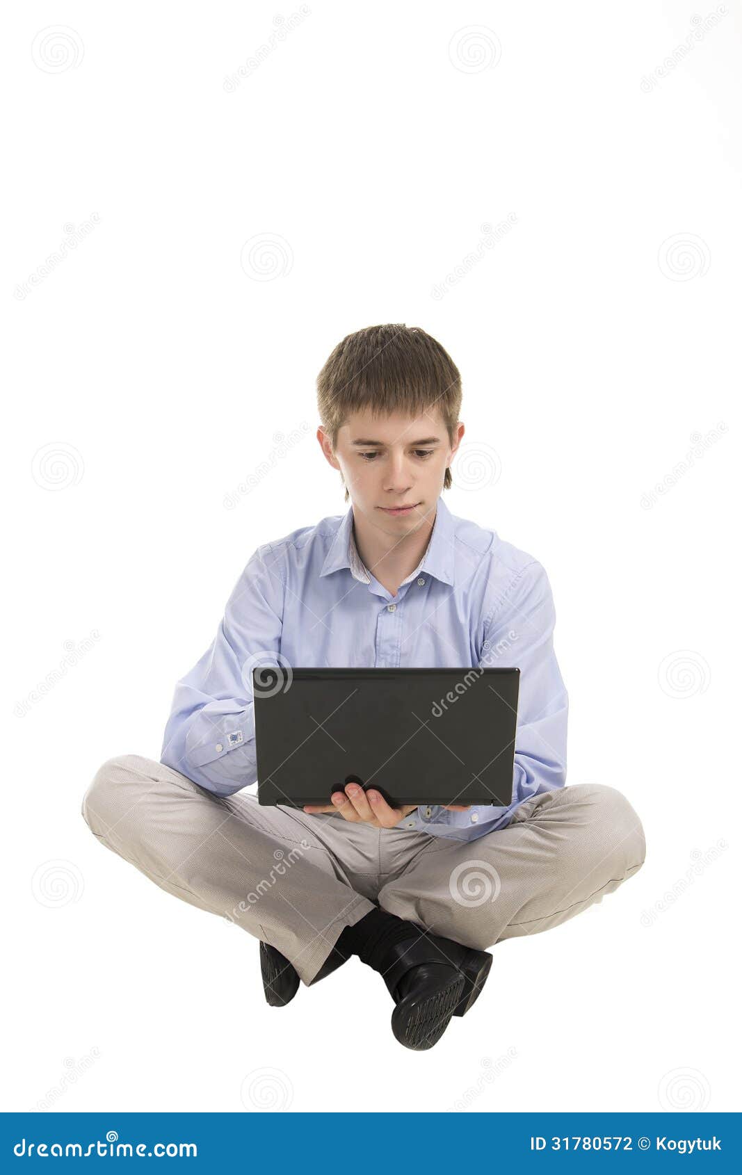 Bussiness man with pc stock photo. Image of technology - 31780572