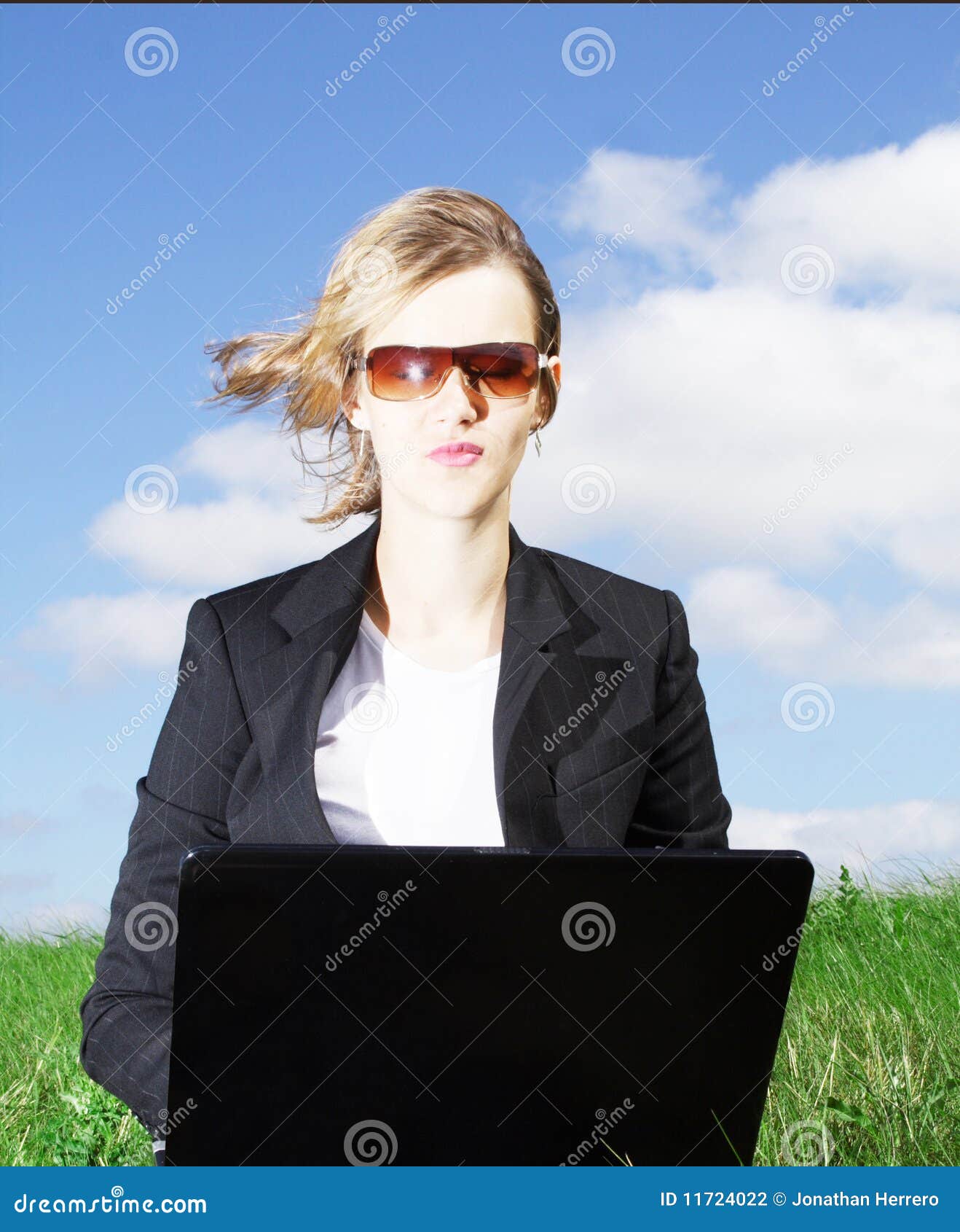 Bussiness Woman Working on Computer Stock Photo - Image of freedom ...