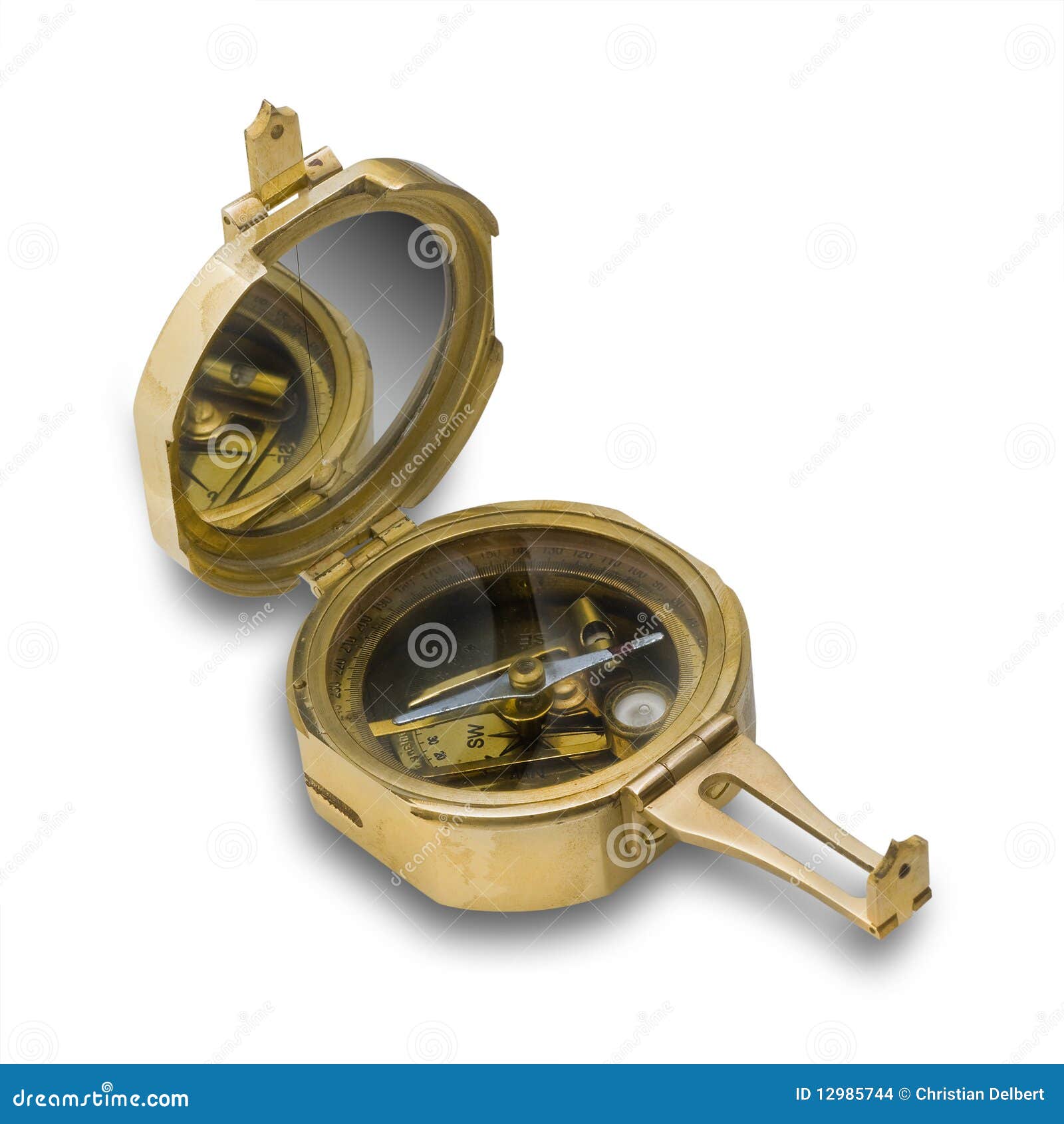 Bussola D'ottone Antica, Isolata Fotografia Stock - Immagine di bussola ...