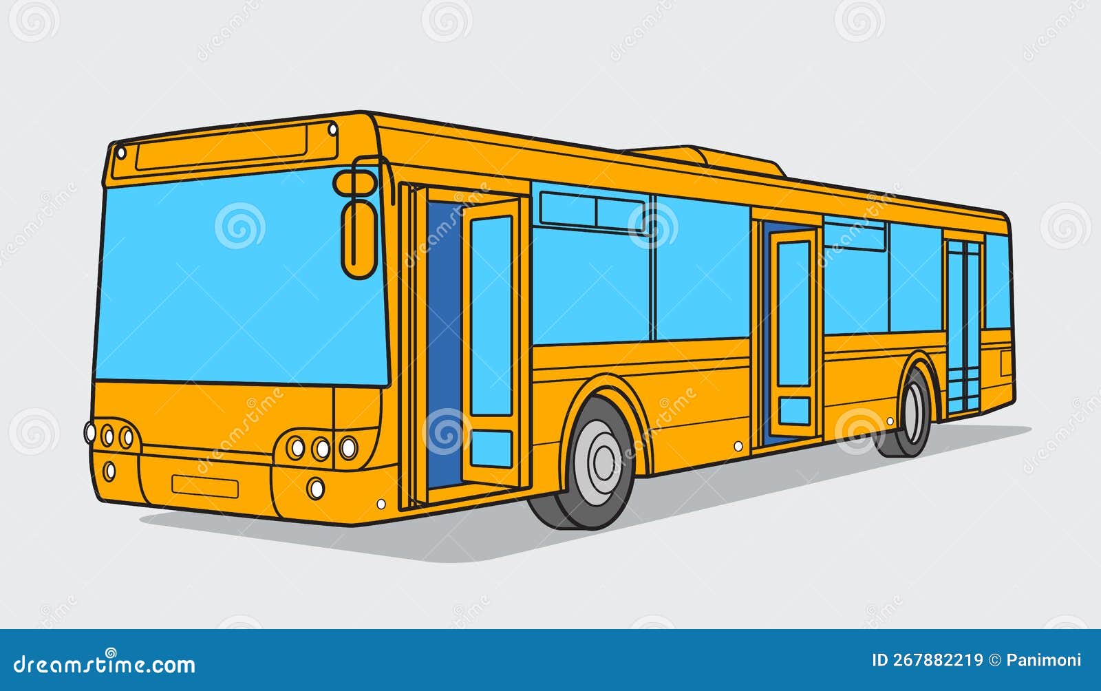 Yellow Bus Image. Black Outline Transport Illustration Stock ...