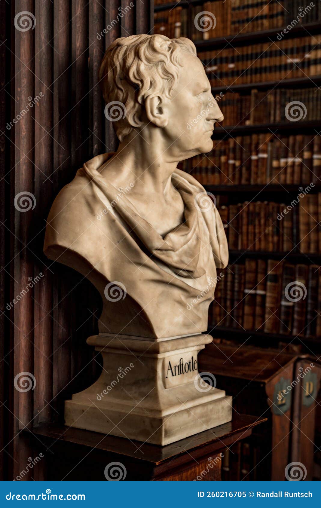 Bust of Aristotle in Long Room of Trinity College Old Library in Dublin ...