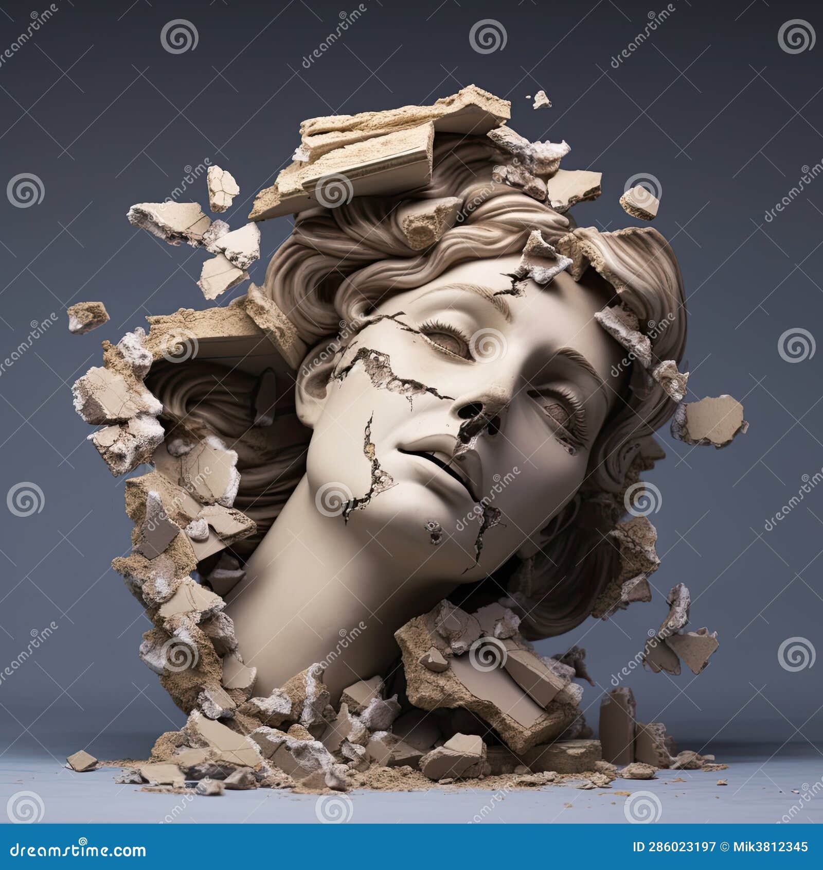 A Bust Breaking into Pieces. Anxiety Stock Illustration - Illustration ...