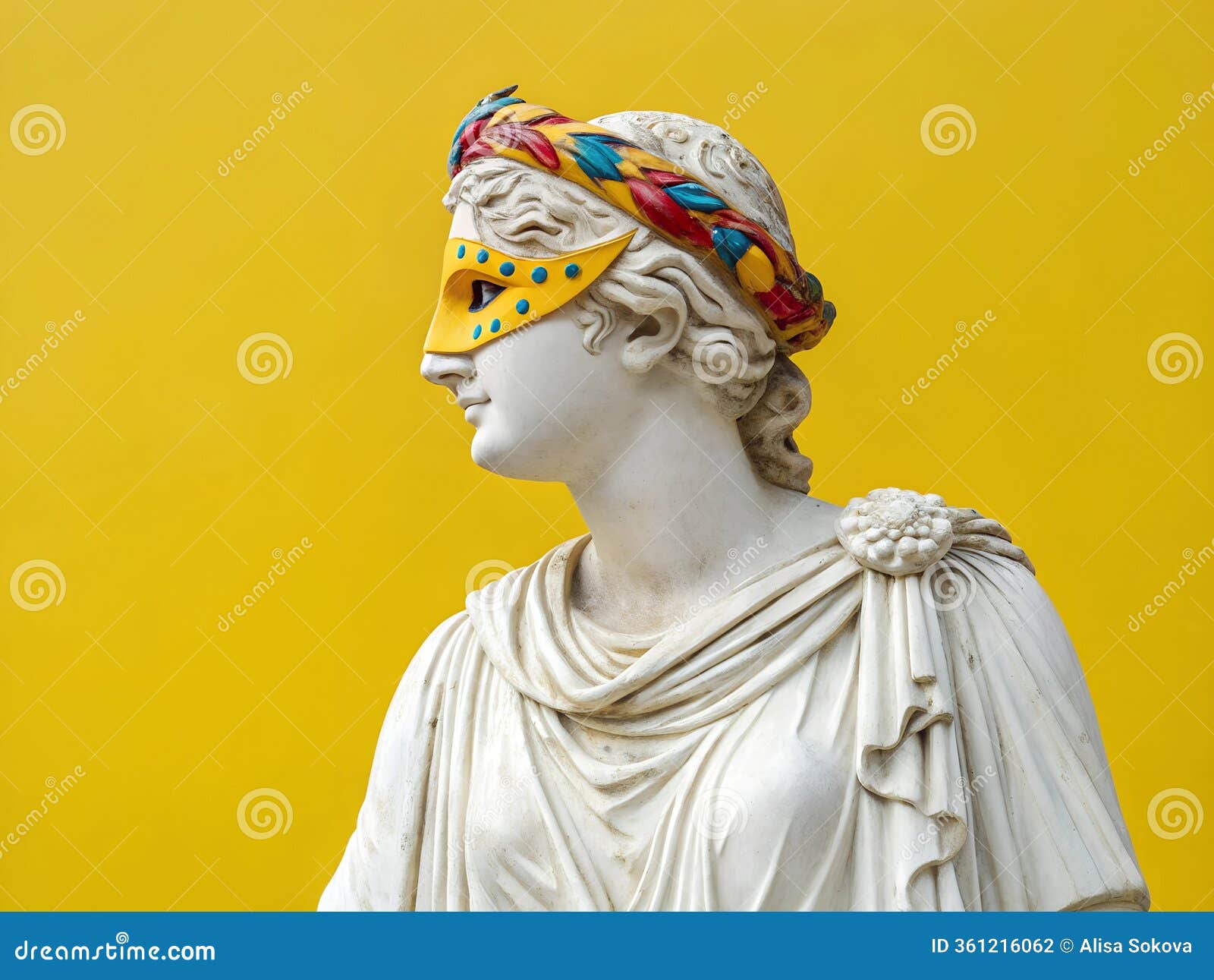Bust Greek Ancient Female Statue in Carnival Mask. Generative Ai Image ...